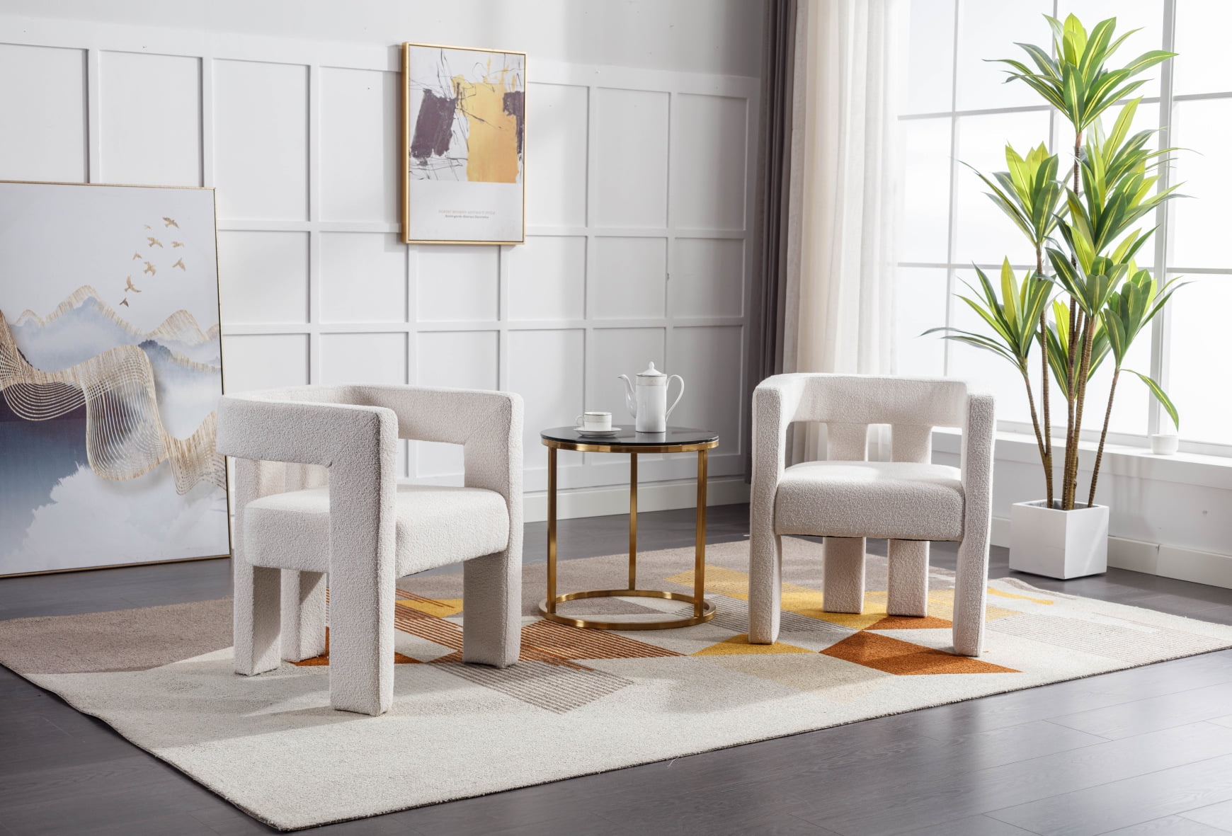 Velvet Accent Chairs Set of 2, Upholstered Dining Chairs with Thick ...