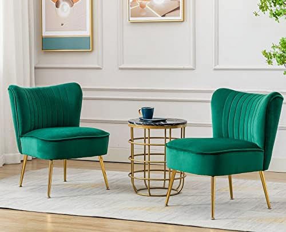 Velvet Accent Chairs Set of 2 Upholstered Side Chairs Mid- Modern ...