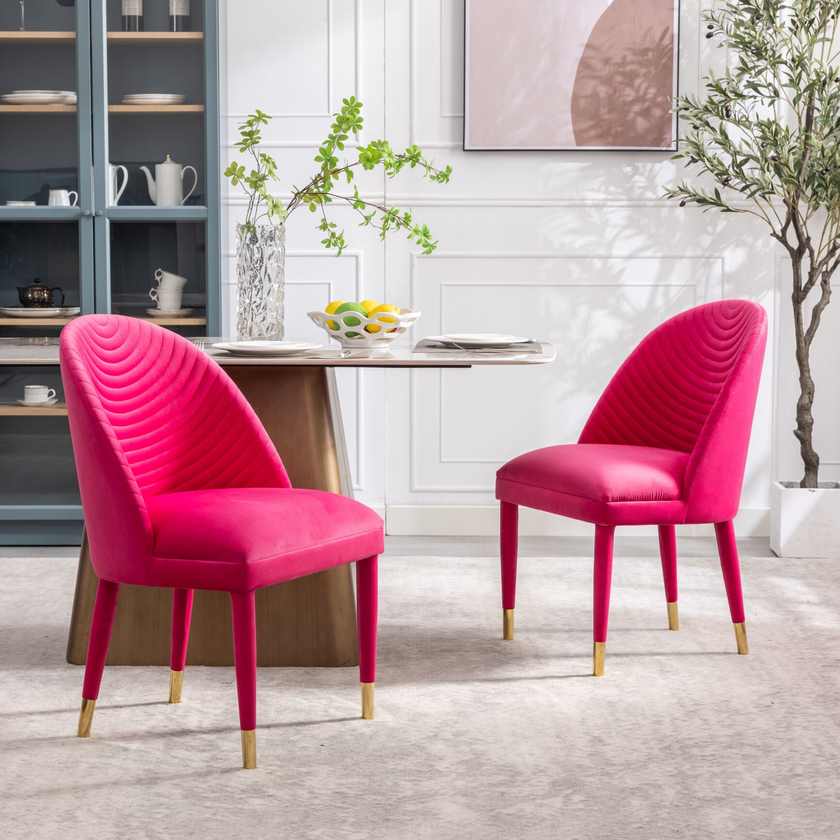 Velvet Accent Leisure Chairs Set of 2, Upholstered Modern Tufted Chairs ...