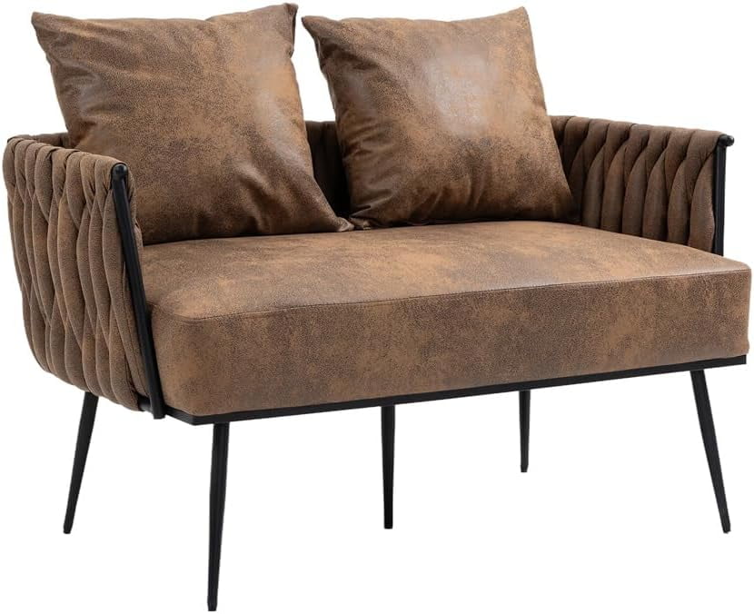 Velvet Accent Sofa, Modern Armchair Single Sofa Arm Chair with Metal ...