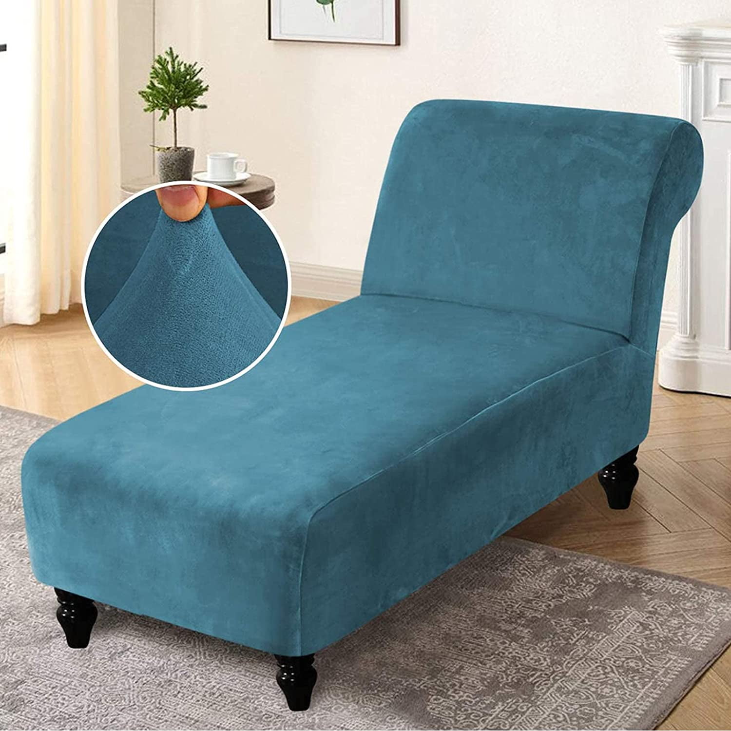 Velvet Armless Chaise Lounge Cover, Stretch Lounge Chaise Chair Slipcover Soft Recliner Sofa ...