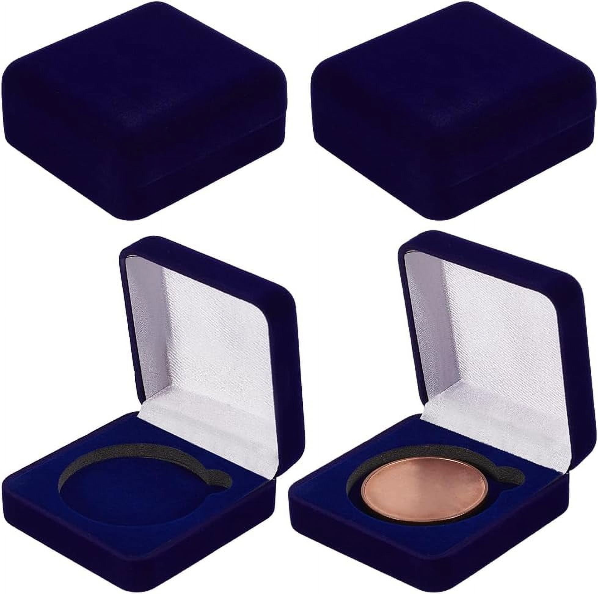 Velvet Badge Storage Gift Boxes Square Midnight Blue 6.8x6.5x2.8cm ...