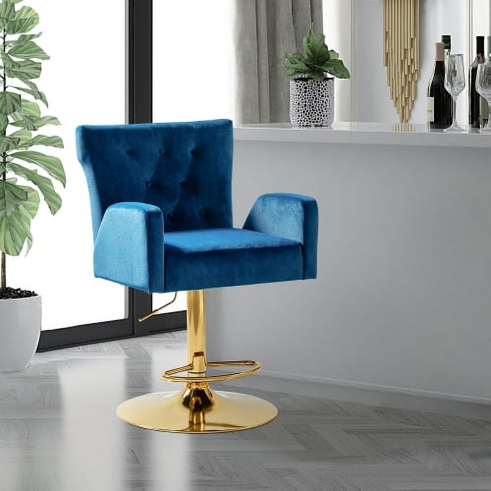 Velvet Bar Stools Chairs Adjustable Height Swivel Bar Stool with Arms ...