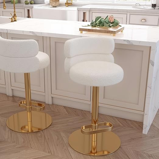 Velvet Bar Stools Modern Swivel Adjustable Height Kitchen Counter Bar ...