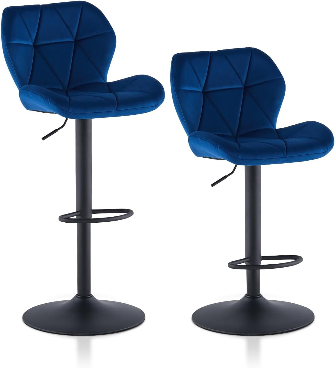 Velvet Bar Stools Set of 2 Height Adjustable Swivel Stools for ...
