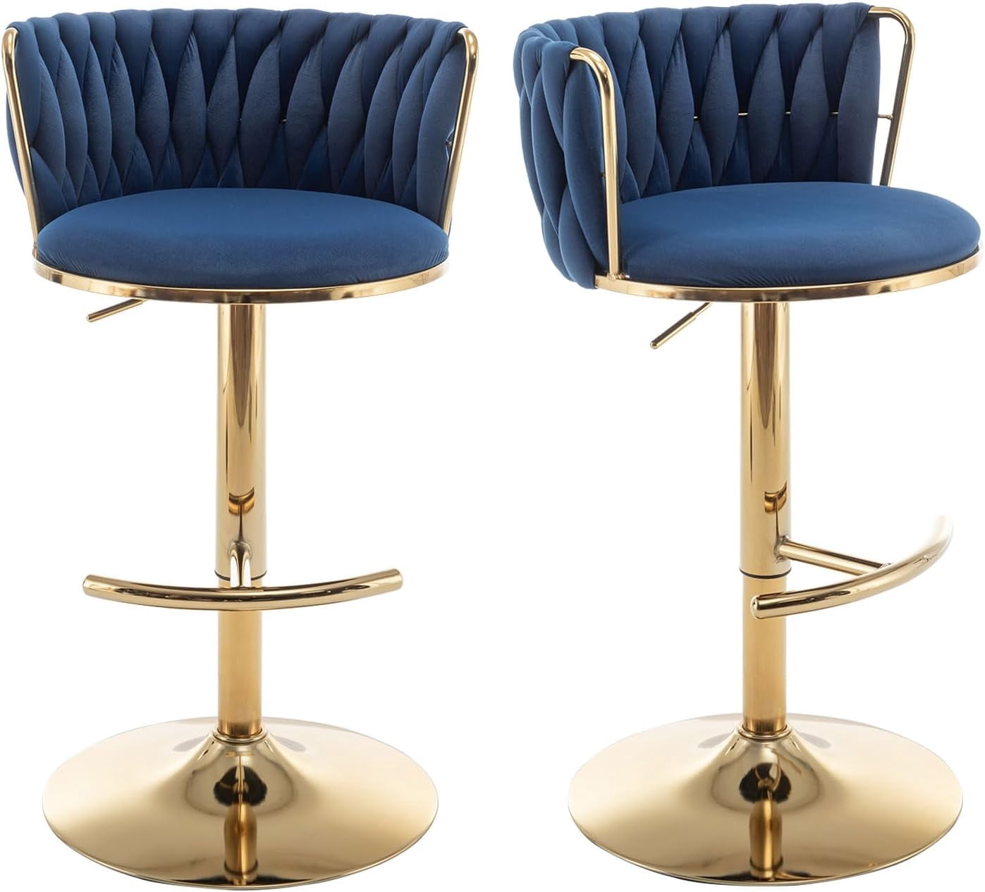 Velvet Bar Stools Set of 2, Counter Height Bar Stools with Low Back ...