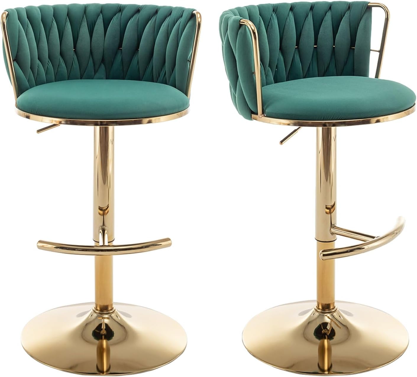 Velvet Bar Stools Set of 2, Counter Height Bar Stools with Low Back ...