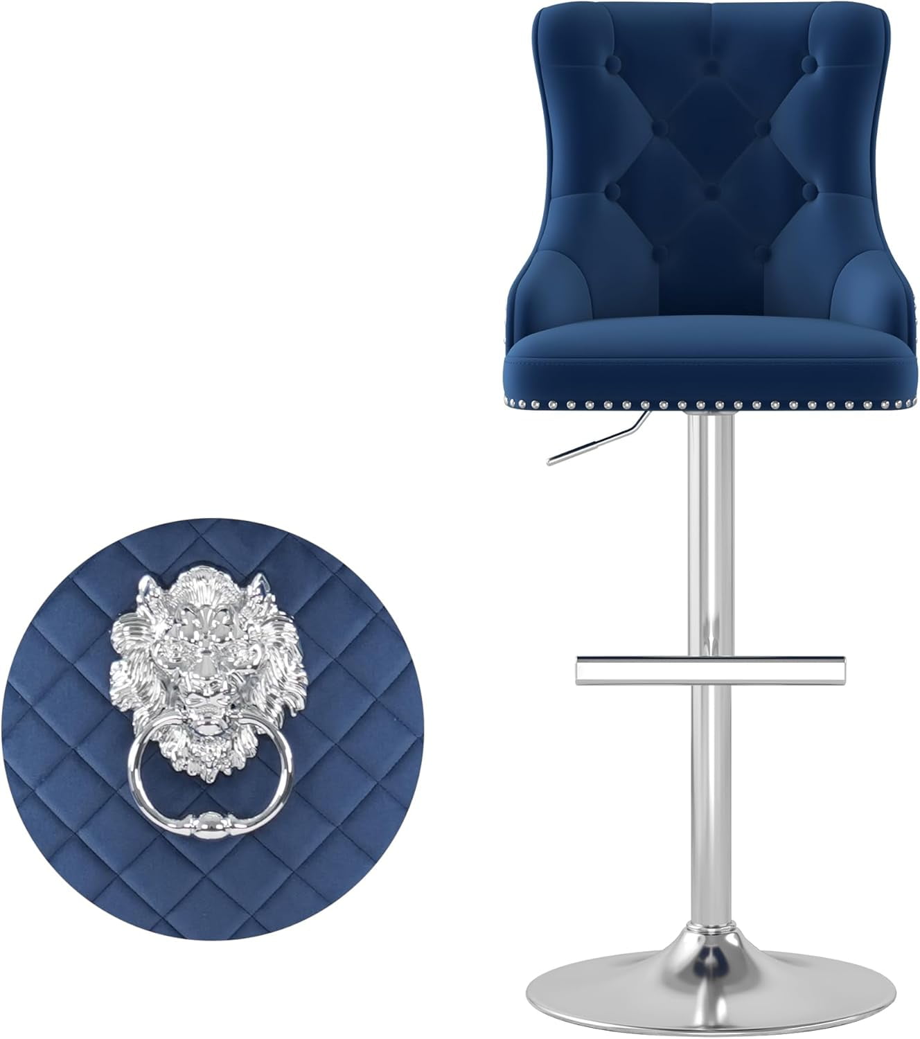 Velvet Barstools 1 PC, Height Adjustable Swivel Counter Barstools with ...