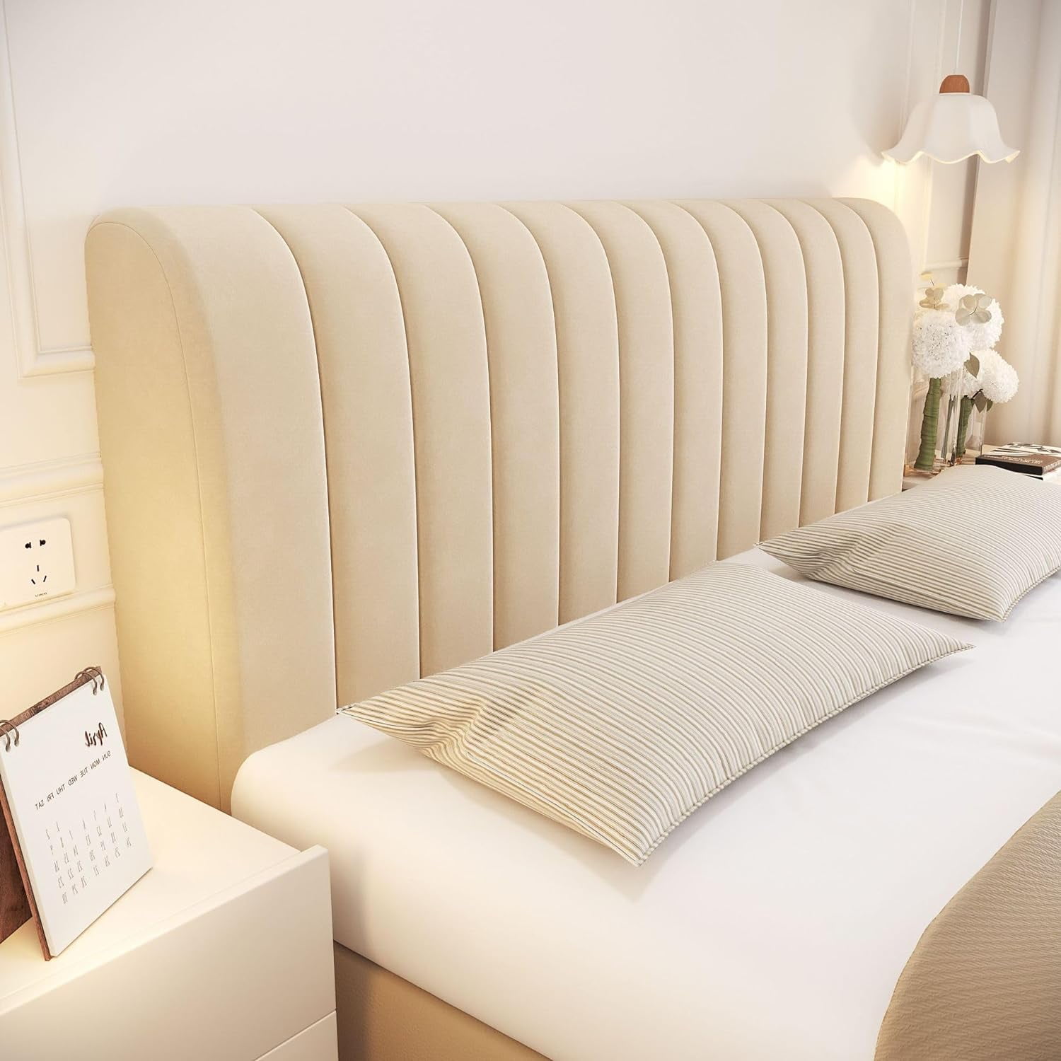 Velvet Bed Headboard Cover for Full Queen Cal King Size, Quilted Bed ...