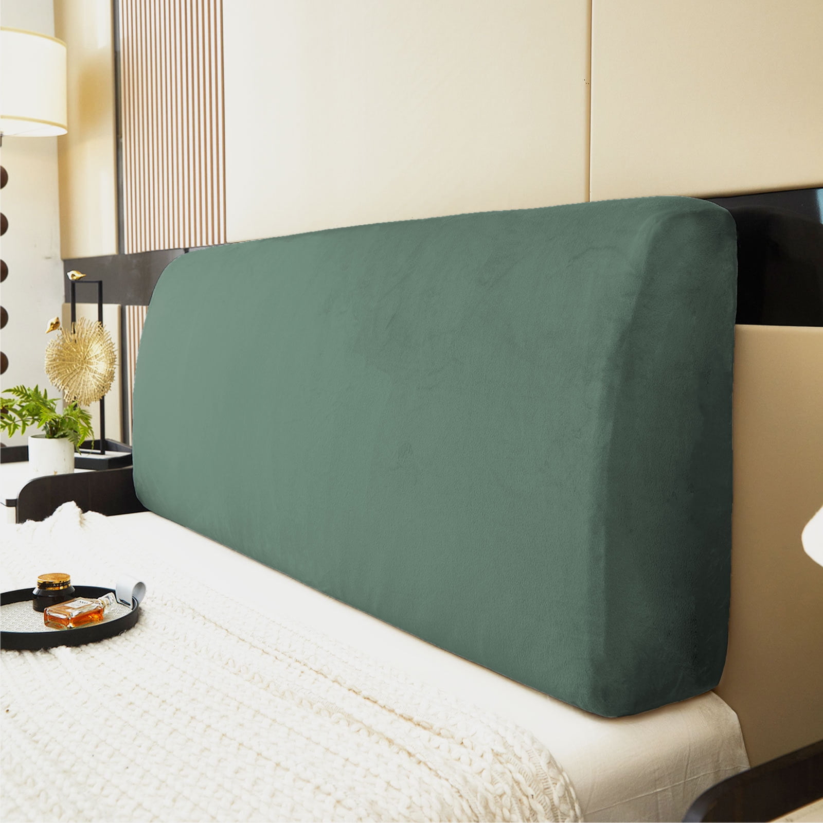 Velvet Bed Headboard Slipcover Full Queen King, Stretch Bed Headboard ...