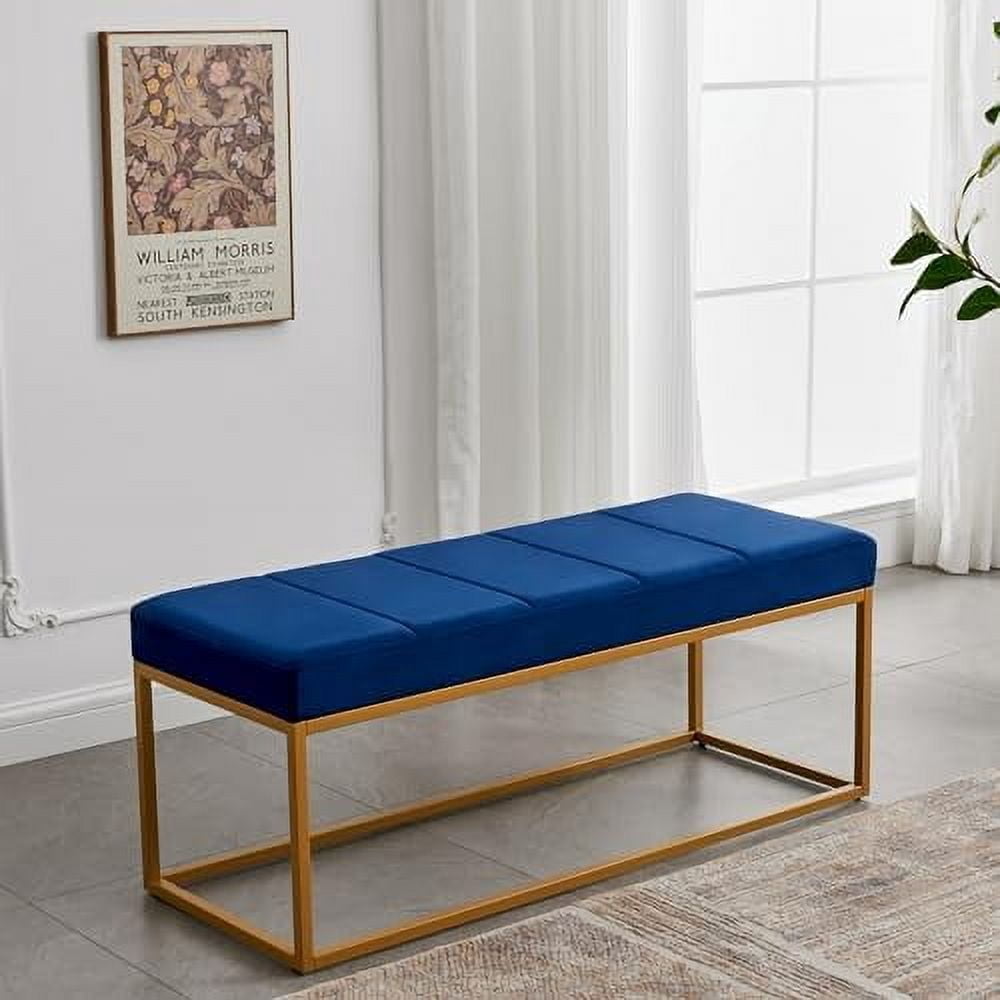 Velvet Bedroom Bench, Upholstered End of Bed Bench with Metal Frame ...