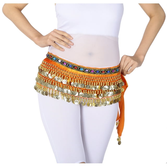 Velvet Belly Dancer Hip Scarf Scarves Jeweled Trim Gold Coin Adult Size ...