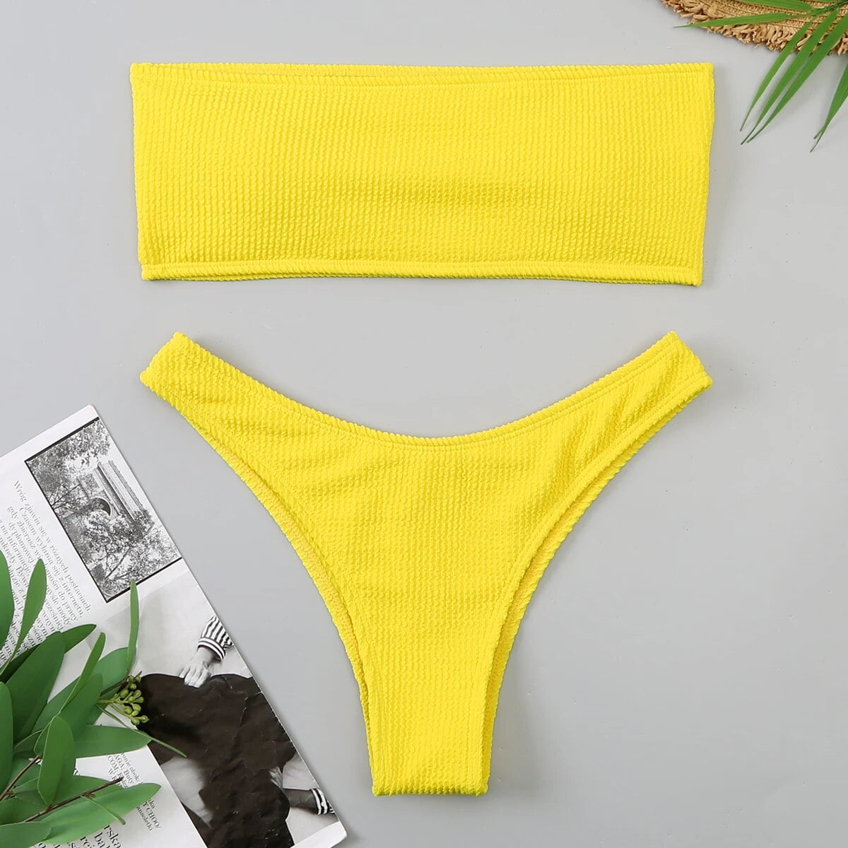 Velvet Bikinis 2023 Women Brazilian Bandeau Swimsuit Solid Sexy