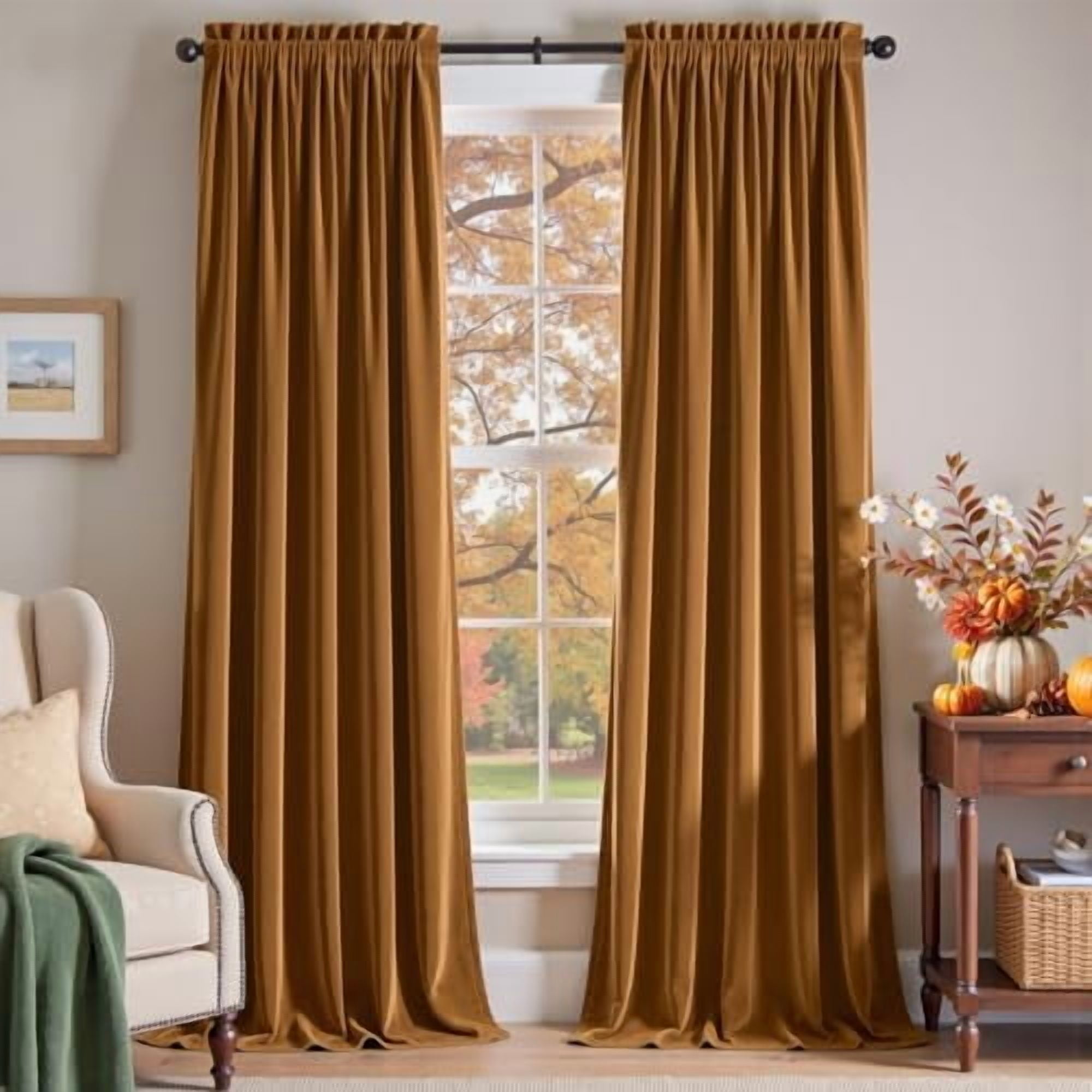 Velvet Blackout Curtains Thermal Insulated Room Window Drapes Super ...