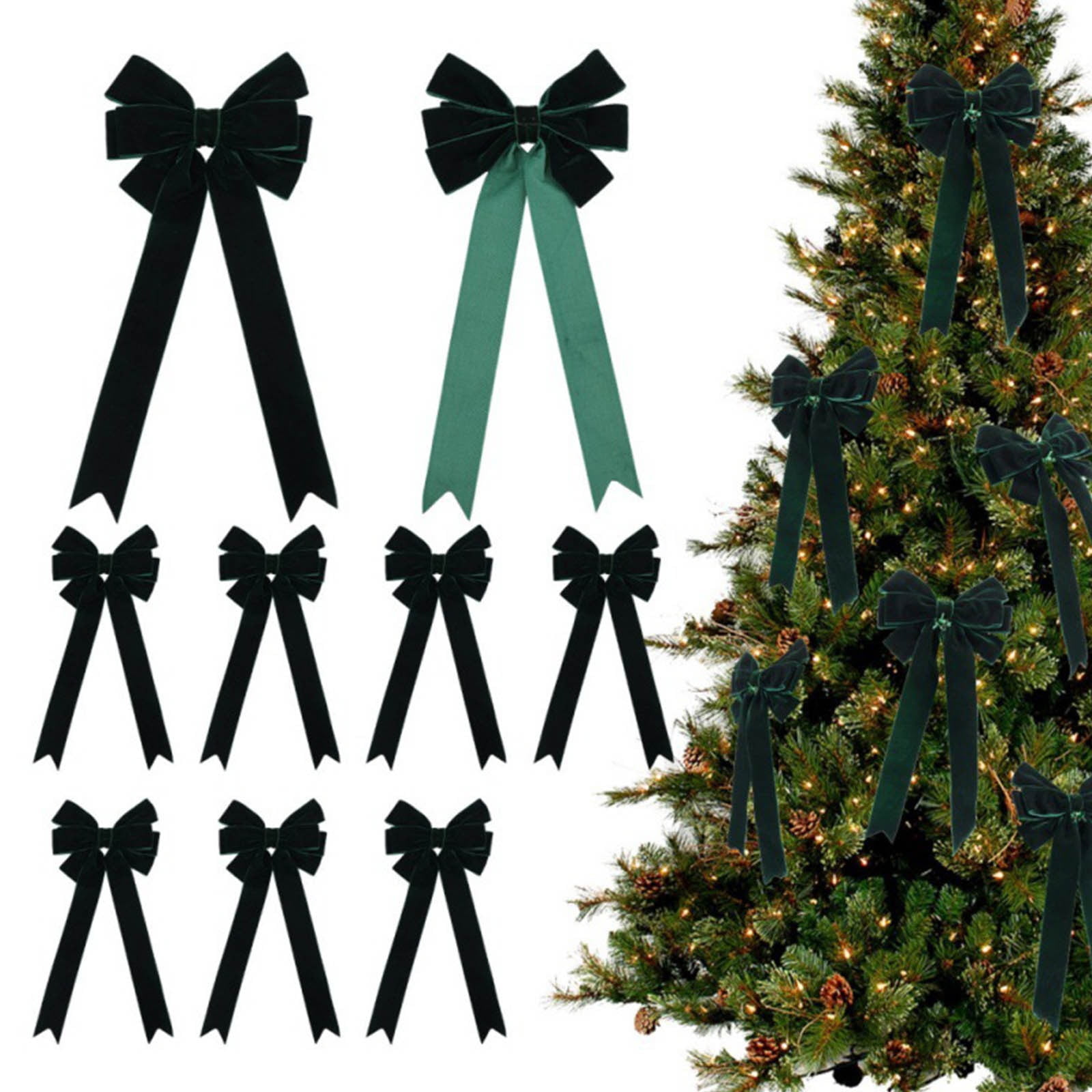 Velvet Bows for Christmas Tree,Large Velvet Christmas Wreath Bows ...