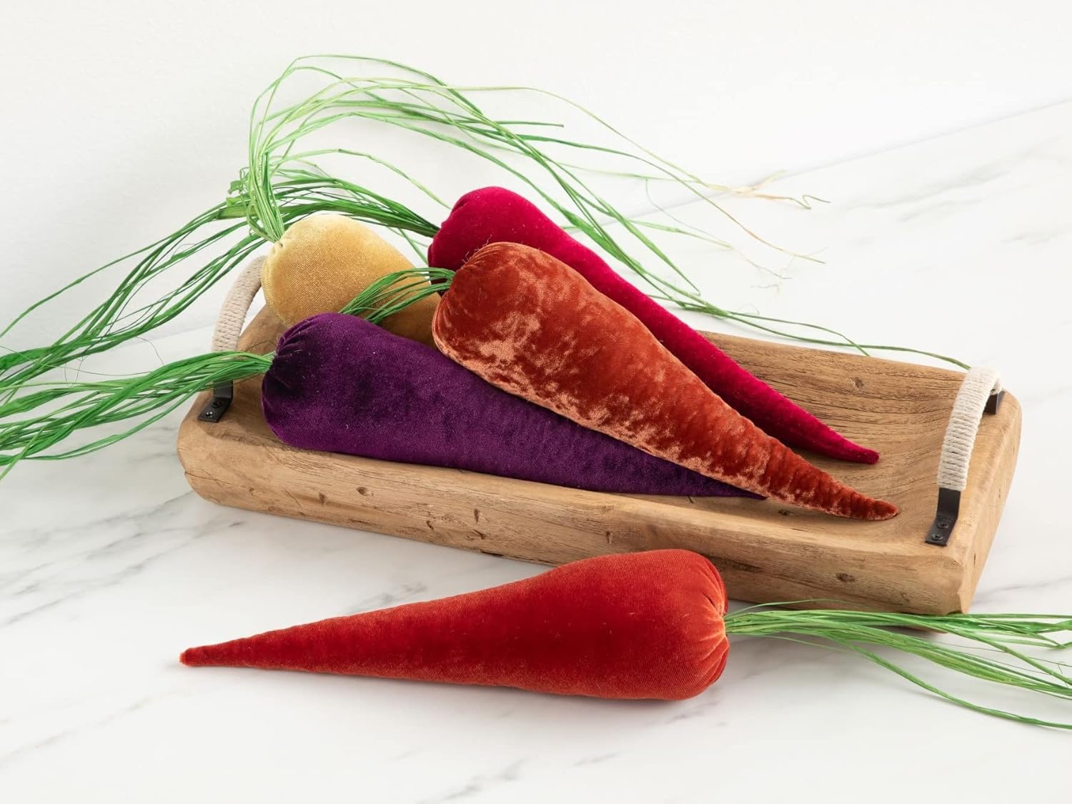 Velvet Carrots, Set of 5 With Wooden Tray, Classic Colors, Spring and ...