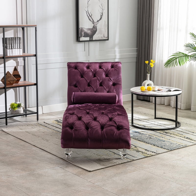 Velvet Chaise Lounge Indoor,Button-Tufted Upholstered Chaise Lounge ...