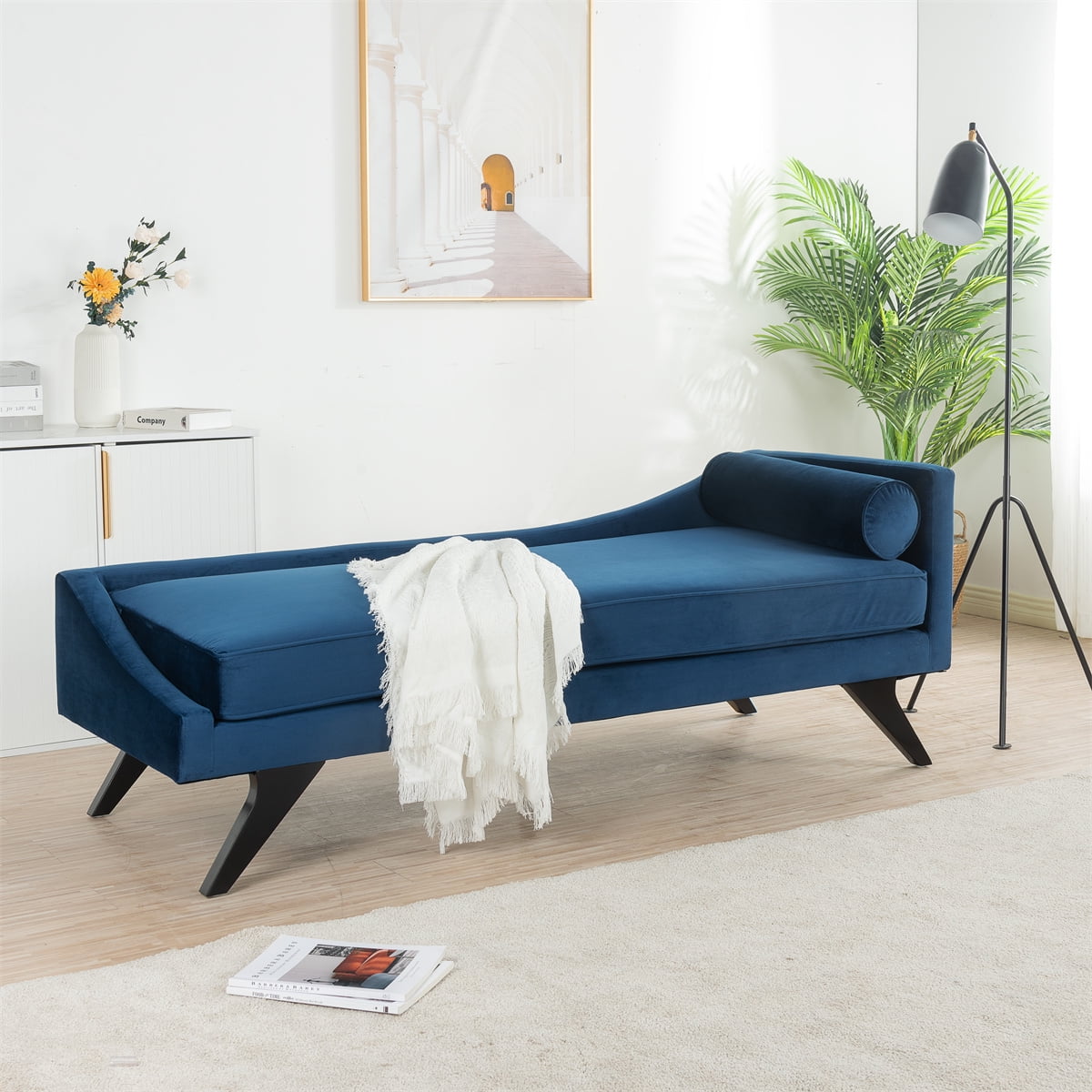 Velvet Chaise Lounge,Right Square Arm Reclining Chaise Lounge ...