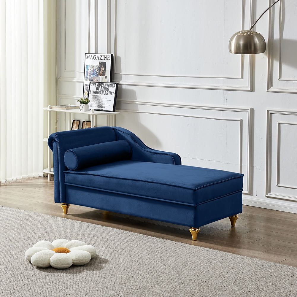 Velvet Chaise Lounge With Storage, Indoor Sofa Recliner Couch Modern ...