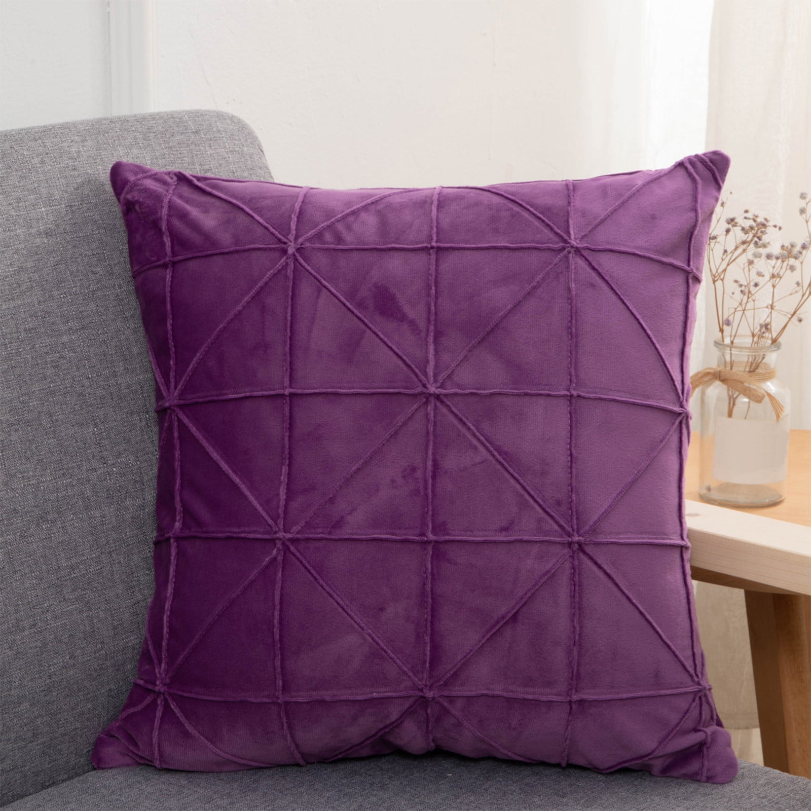 Velvet Check Decorative Bed Headrest | Backrest Lumbar Support Cushion ...