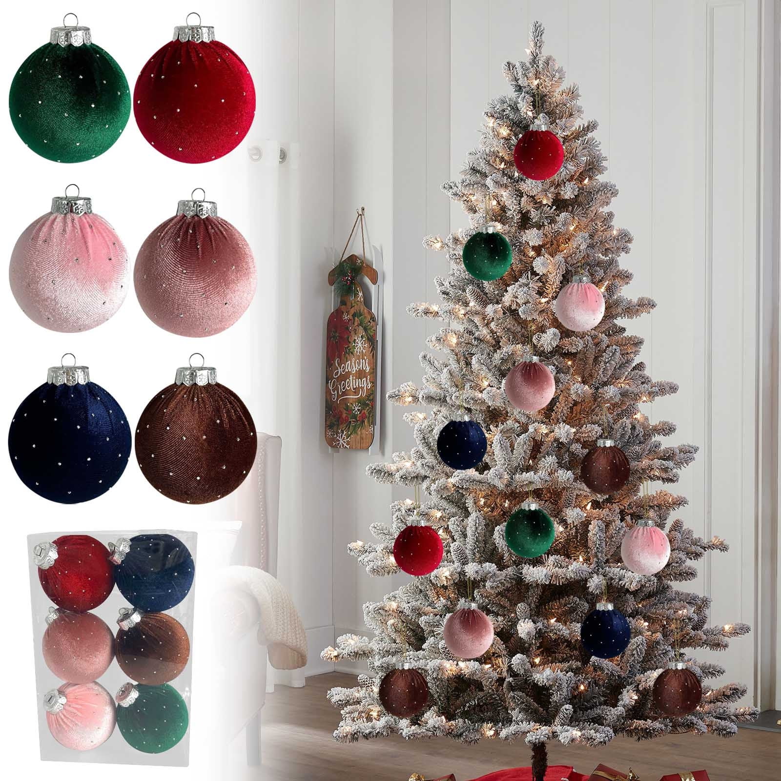 Velvet Christmas Ball Ornament | 2.35-Inch Flocked Decorative Sphere ...