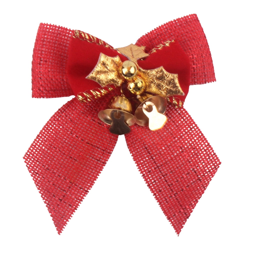 Velvet Christmas Bow With Bells for Christmas Tree Rustic Crafts Gift ...