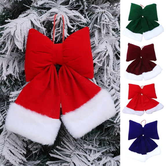 Velvet Christmas Bow Large Plush Stuffed Christmas Tree Hanging Bow ...