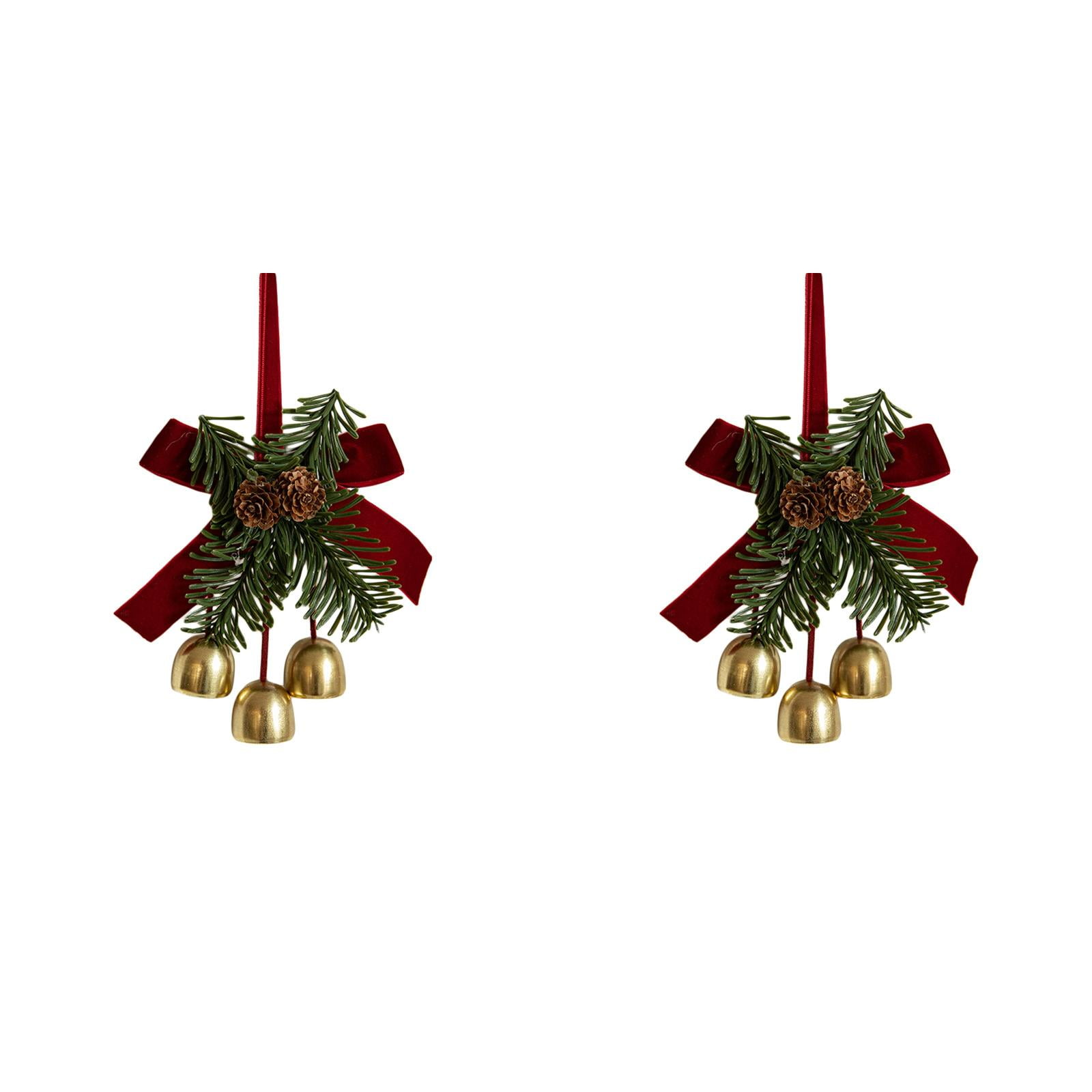 Velvet Christmas Bows with Bells and Pine Cones, Rustic Ironwork Mini ...