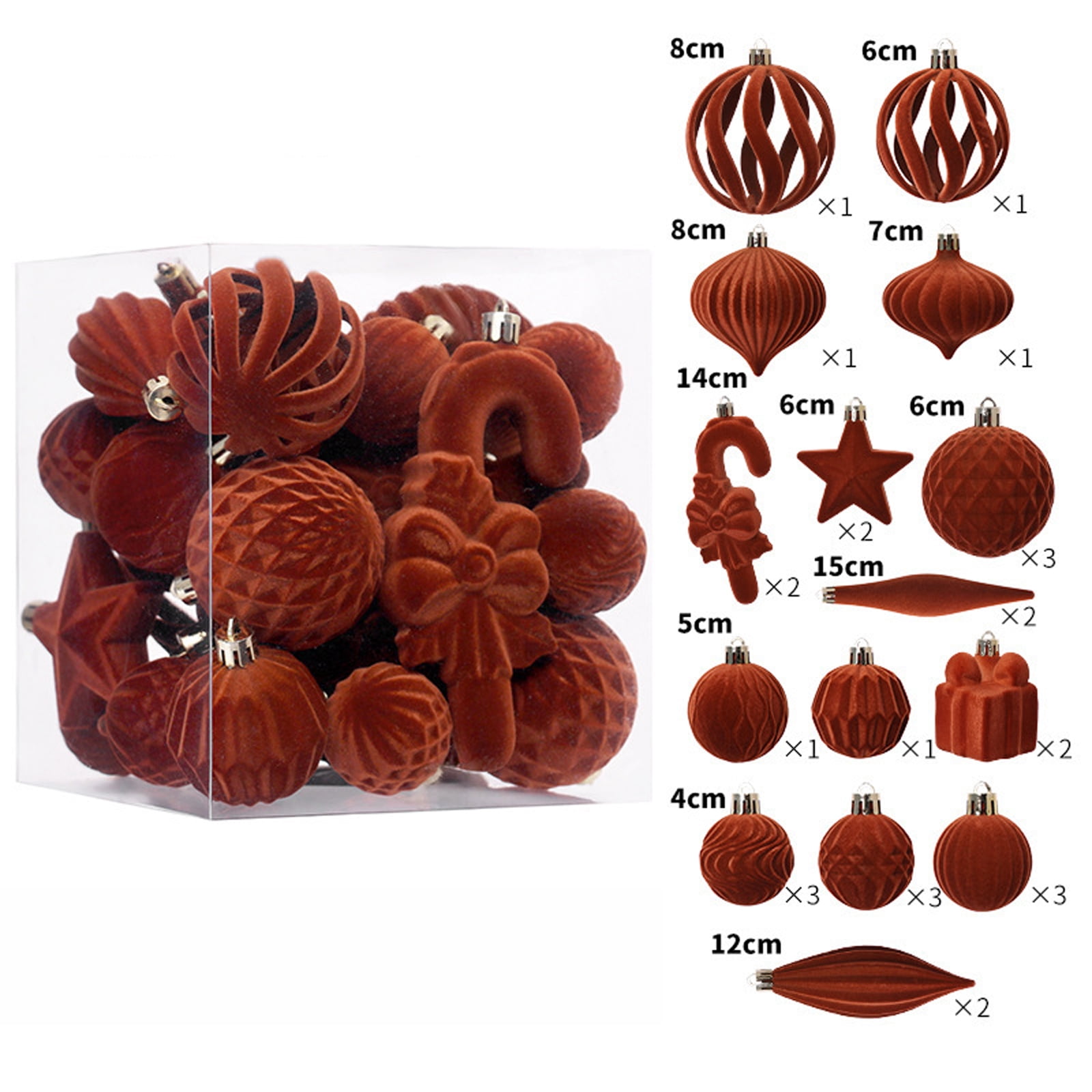 Velvet Christmas Ornament Set for Tree Decoration Holiday Party Home ...