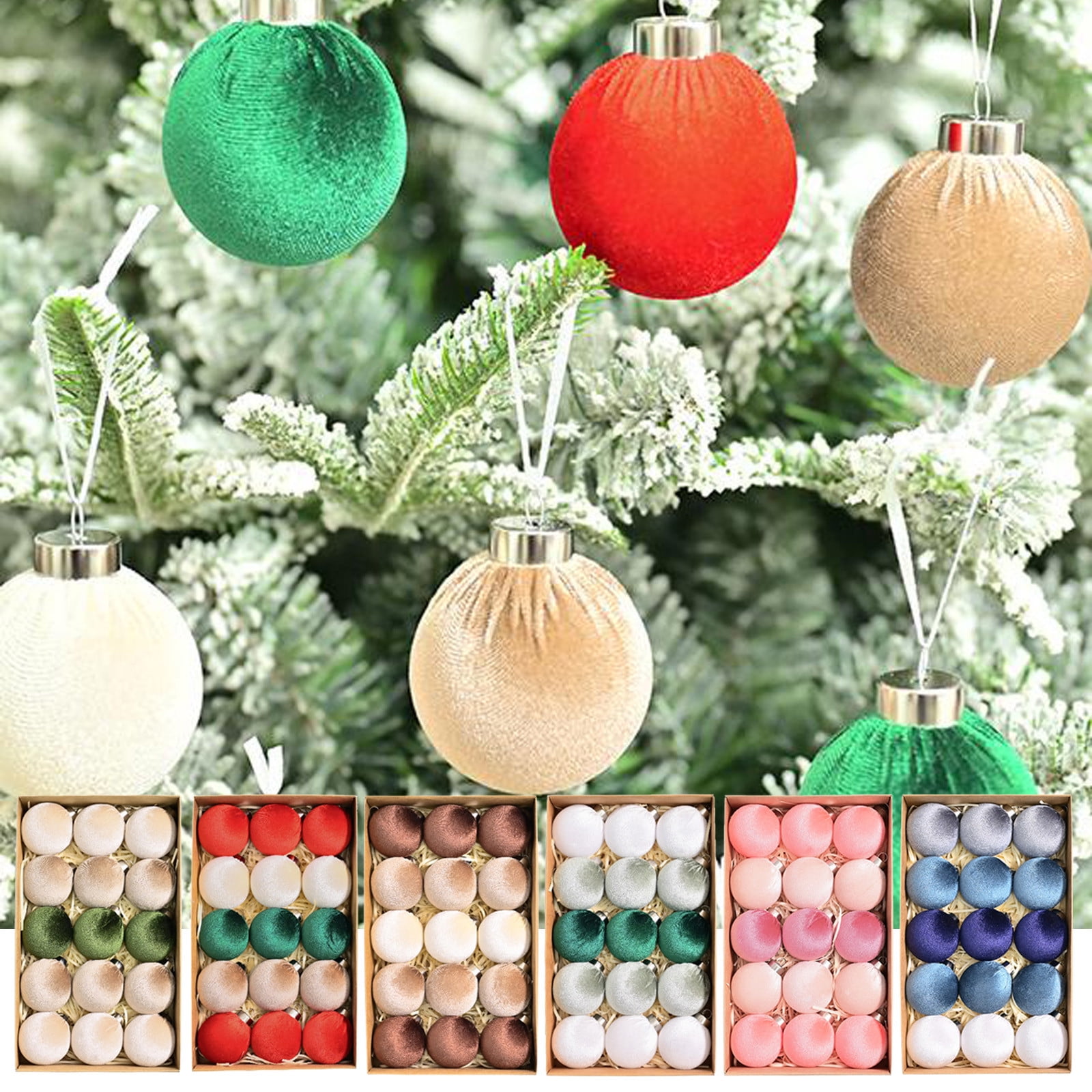 Velvet Christmas Ornaments, Flocked Decor Pendants, 15-piece Set, with ...