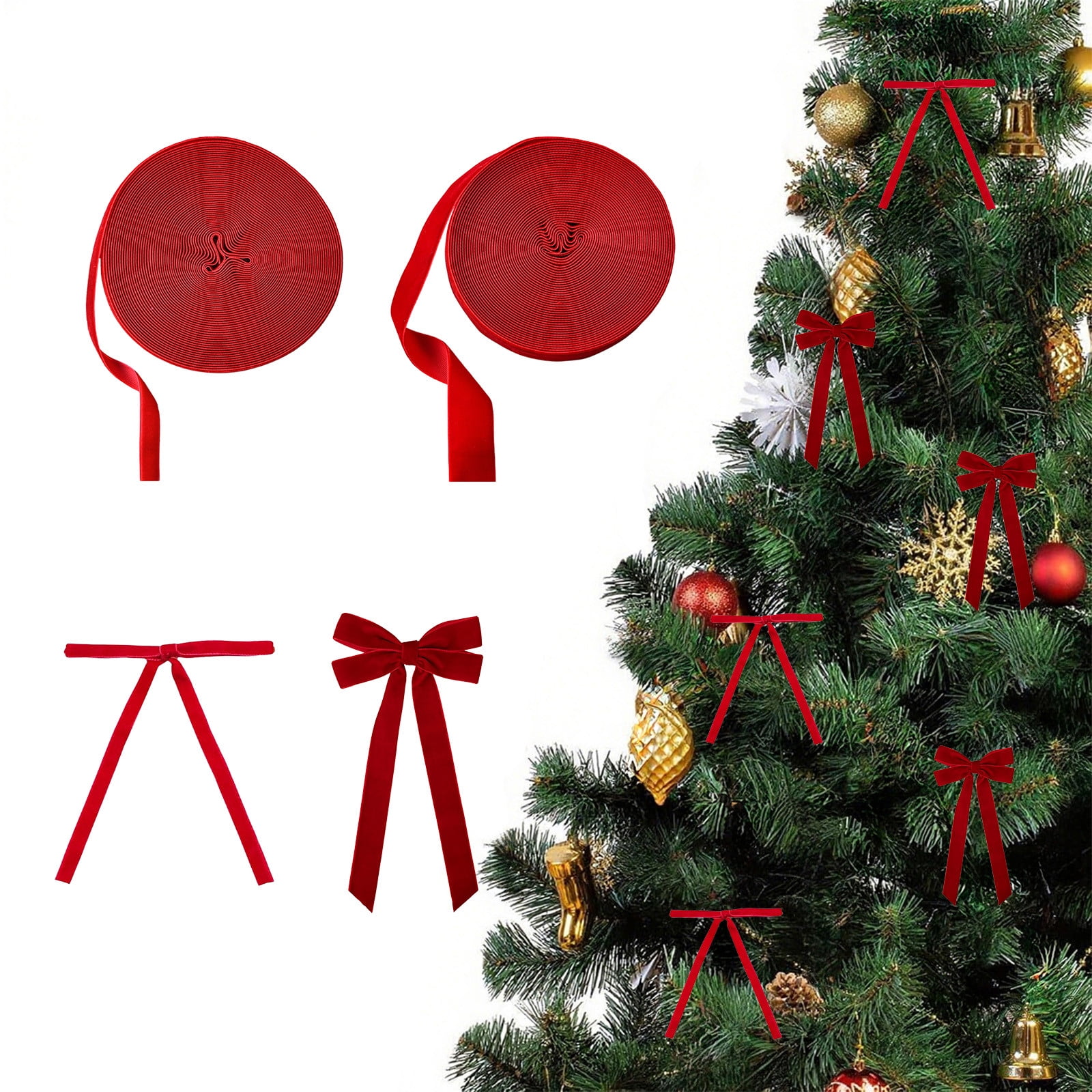 Velvet Christmas Ribbon, Red Decorative Trim, DIY Gift Wrapping, Tree ...