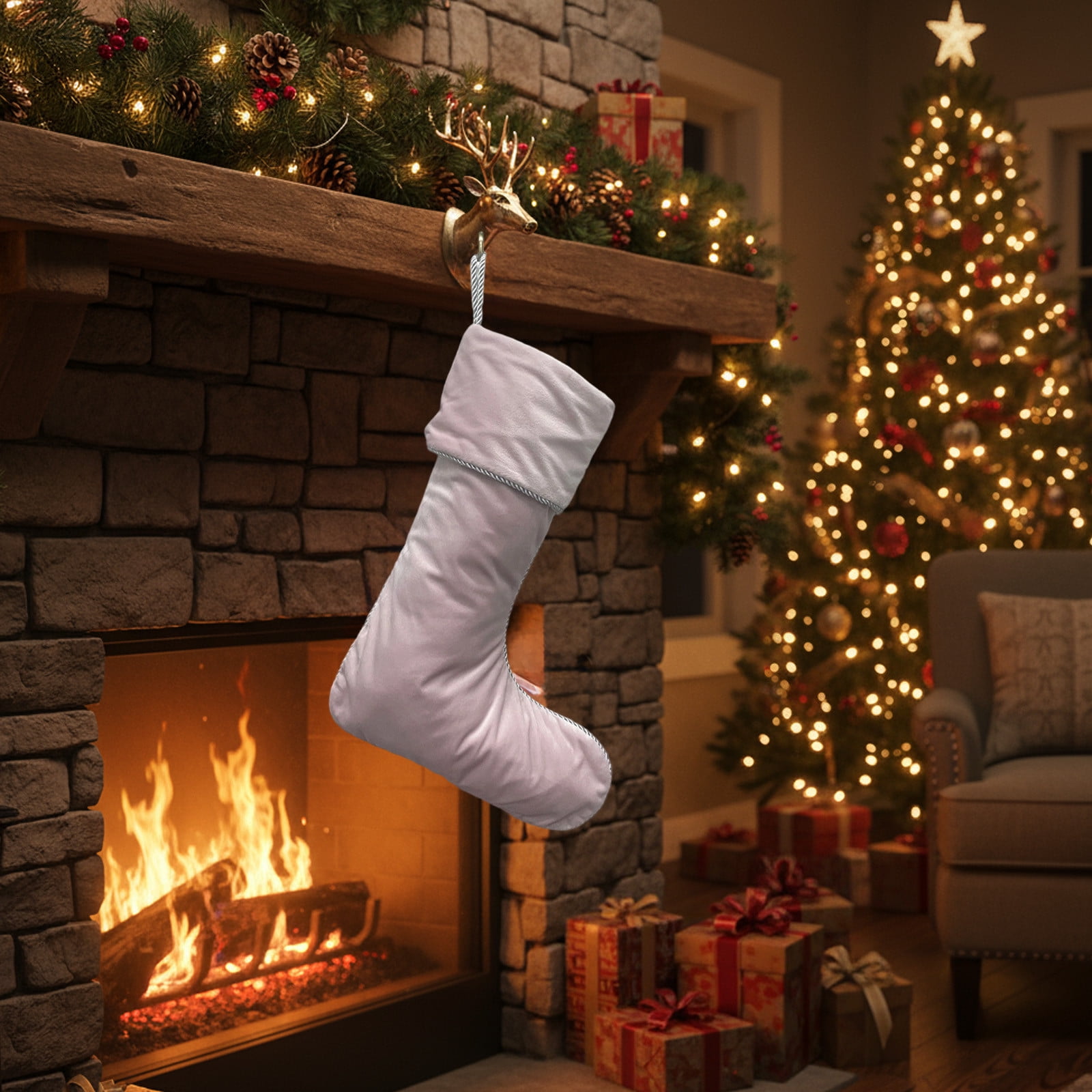 Velvet Christmas Sock under $5! Cagogo Velvet Christmas Socks with ...