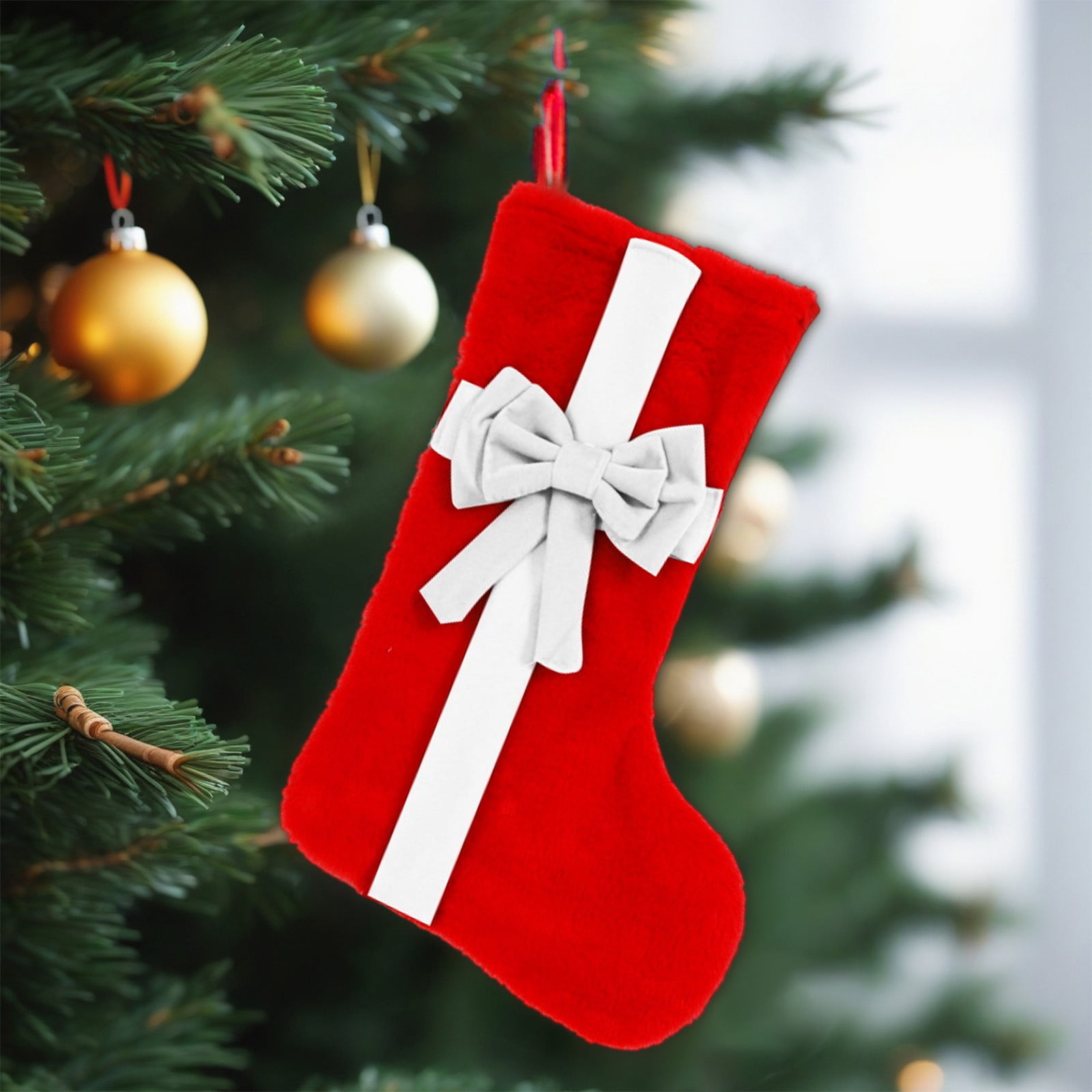 Velvet Christmas Stocking - 18 inch Large Xmas Stockings with Plush ...