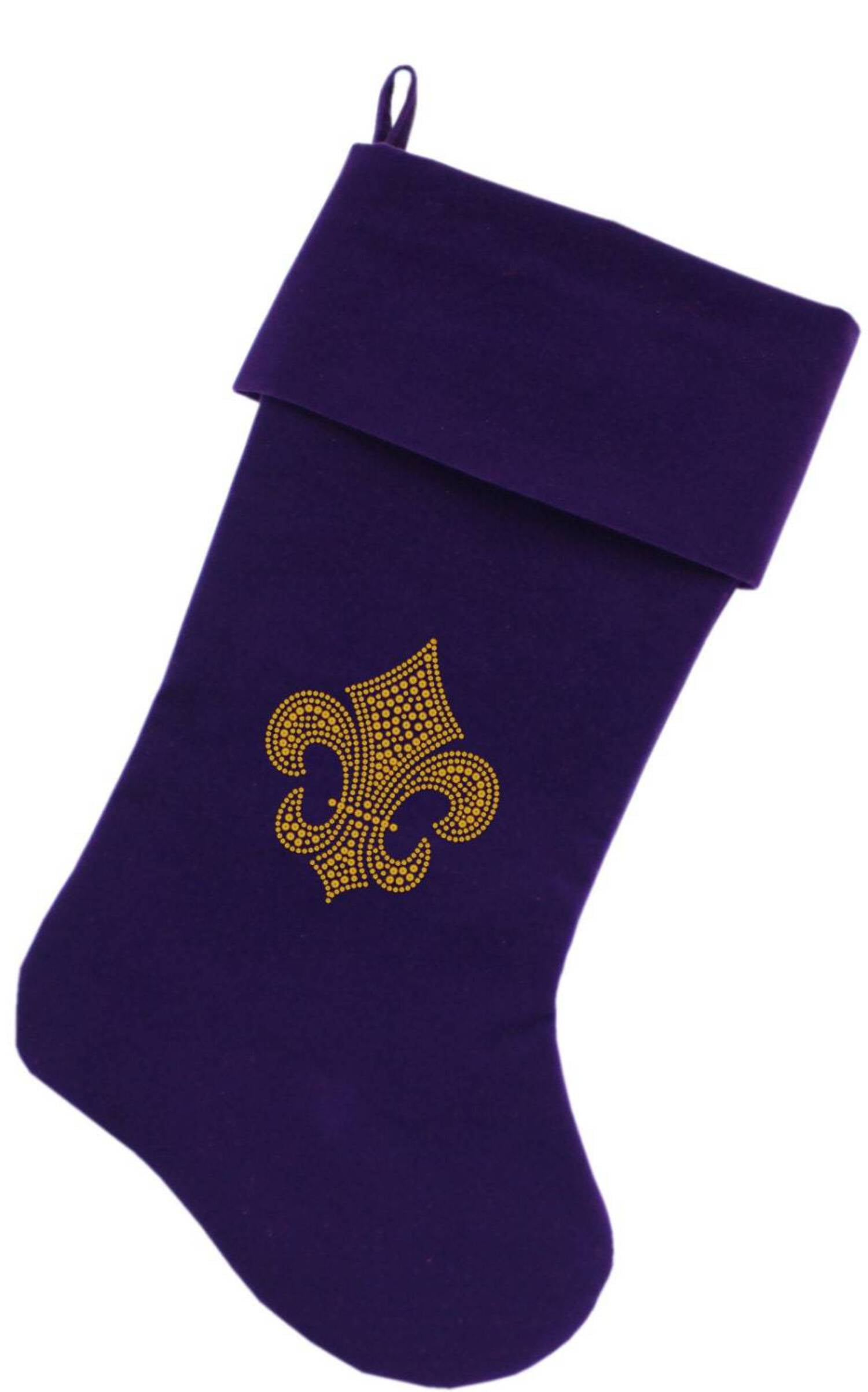 Velvet Christmas Stocking Screen Printed, "Gold Fleur De Lis" - Walmart.com