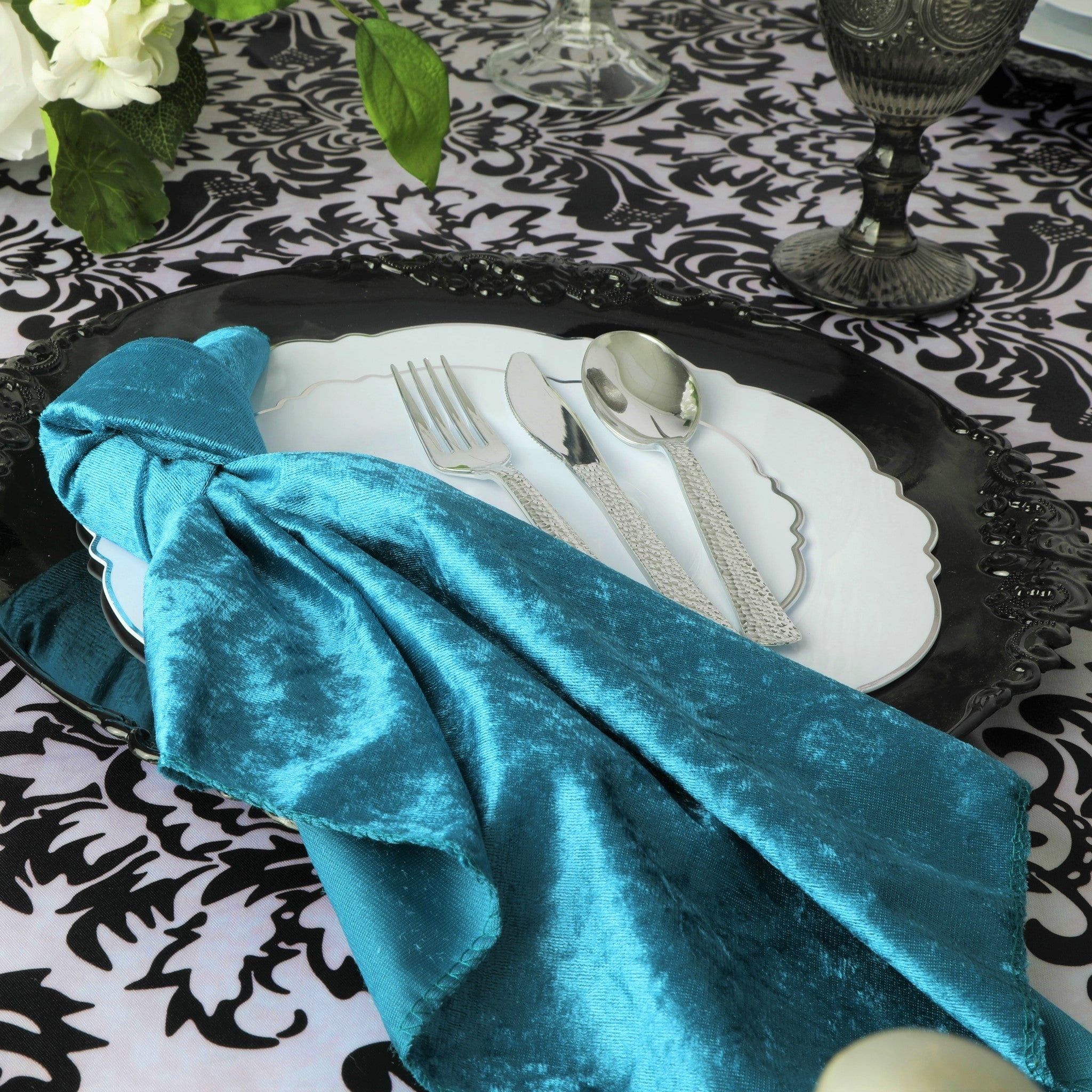 Velvet Cloth Napkin Linen Dinner Table Napkin Overlock Serge Edge 10Pc ...