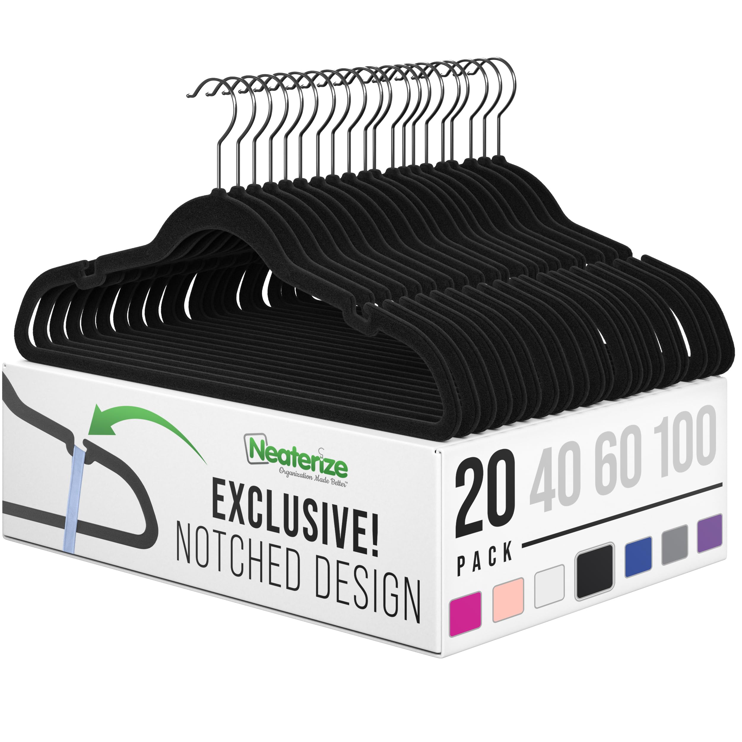 Velvet Clothes Hangers (20, 40, 60, 100 Packs) Heavy Duty Durable Coat ...