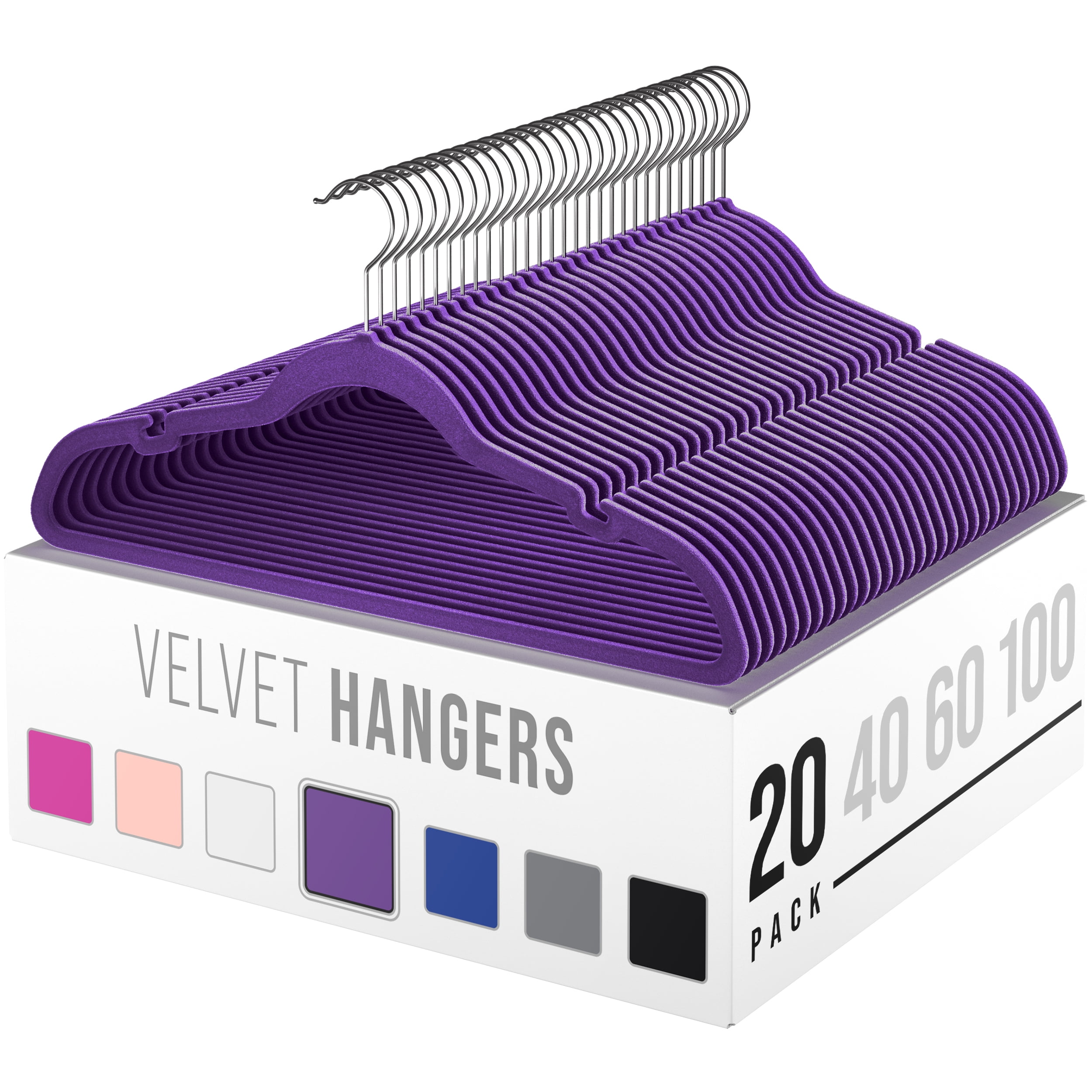 Velvet Clothes Hangers (20, 40, 60, 100 Packs) Heavy Duty Durable Coat ...
