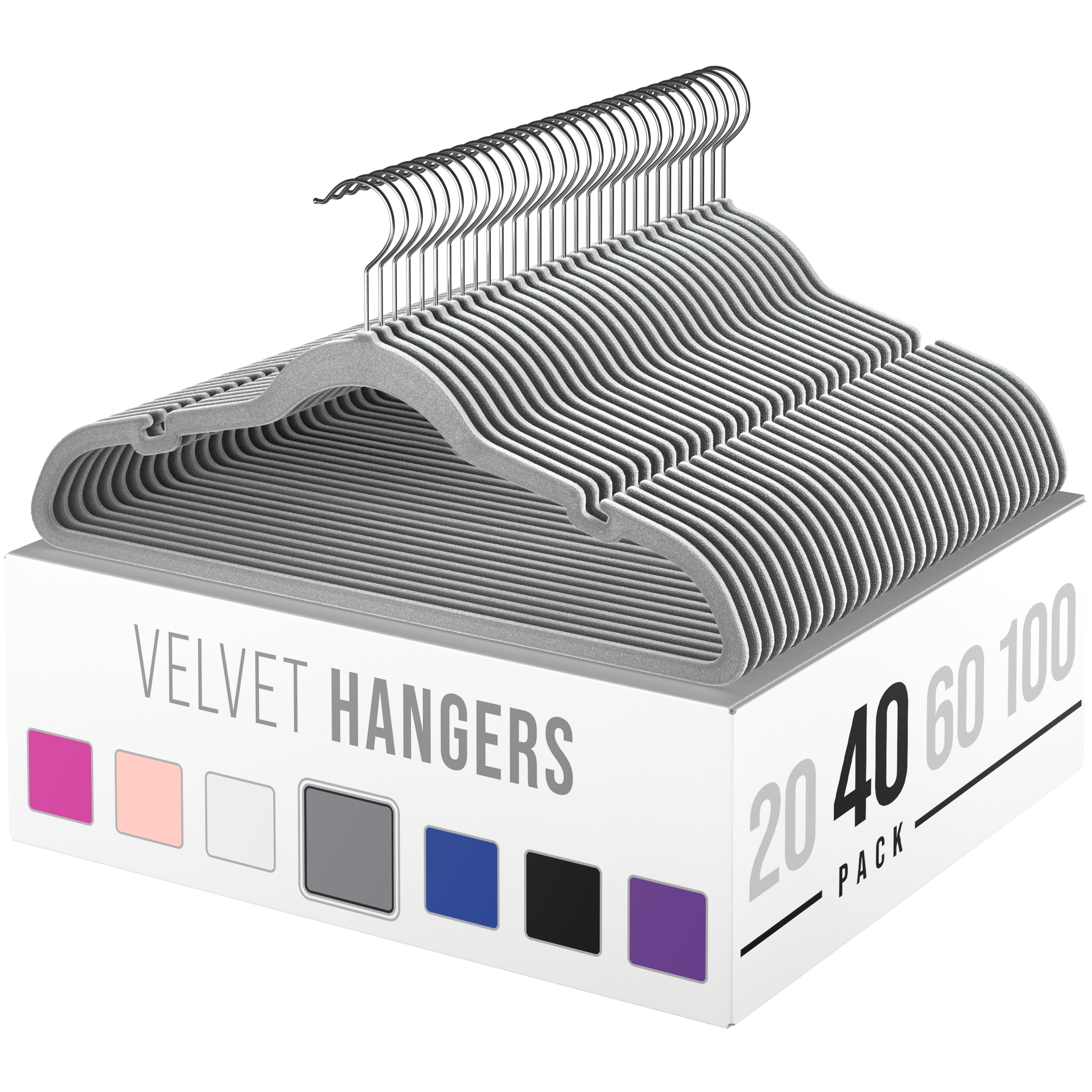 Velvet Clothes Hangers (20, 40, 60, 100 Packs) Heavy Duty Durable Coat ...