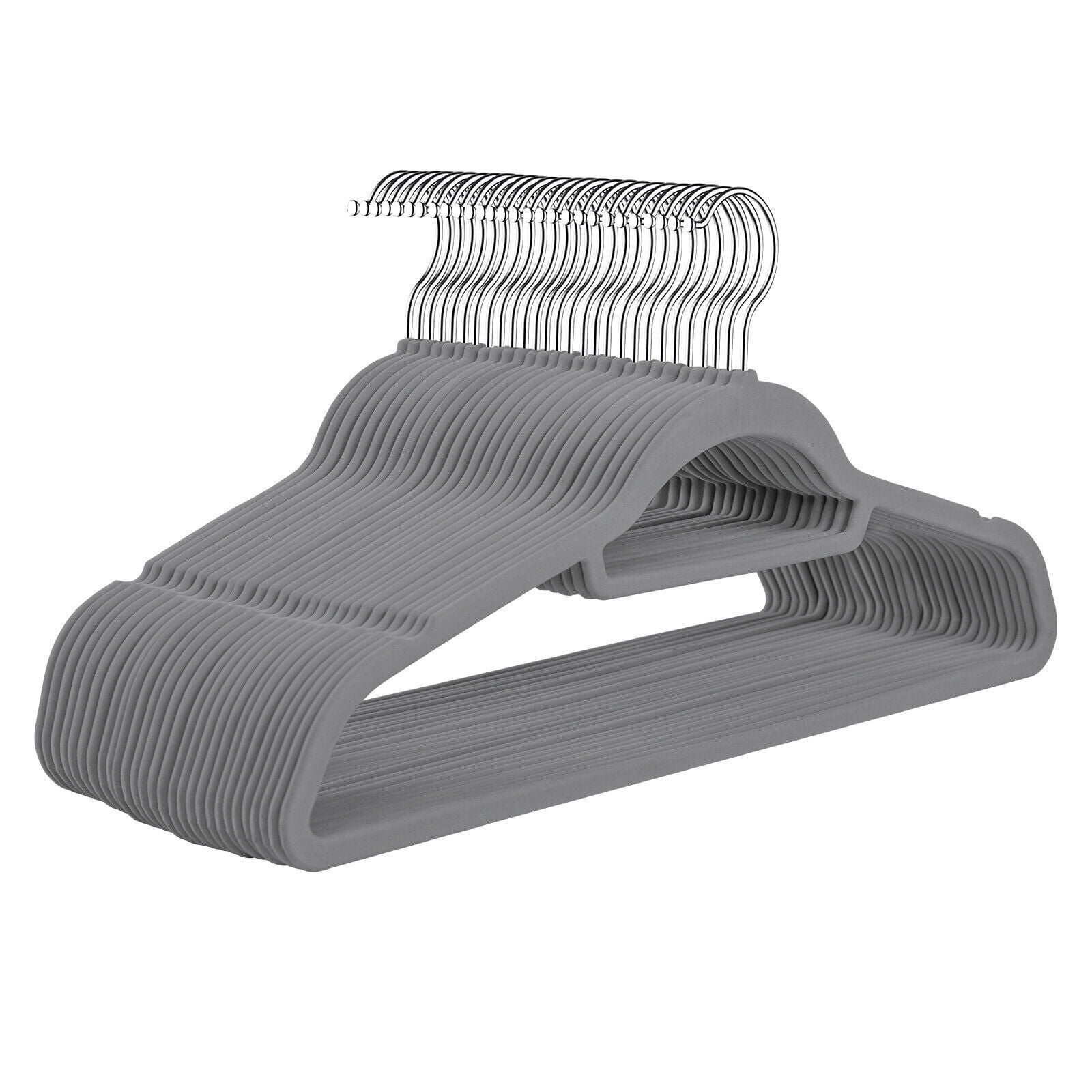 Velvet Clothing Hangers Slim Stackable Non-Slip White Suit Hanger Space ...