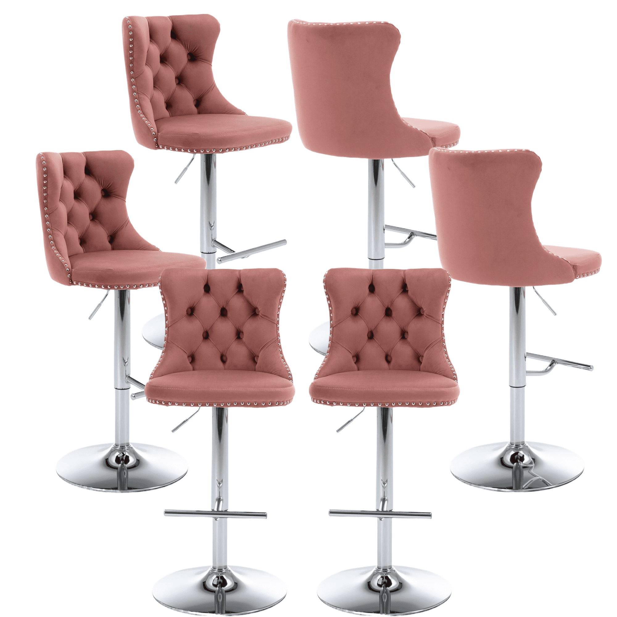 Velvet Comfortable Tufted Swivel Bar Stools Adjustable Counter Height ...