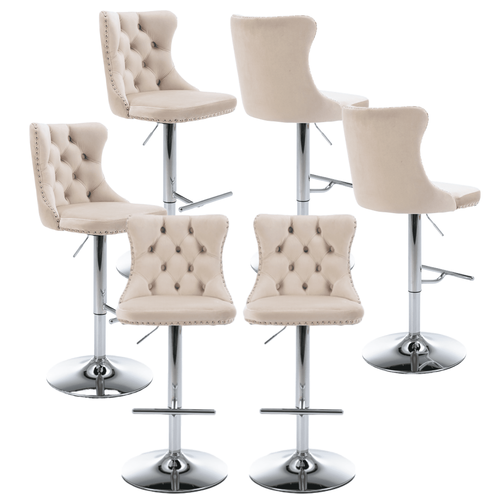 Velvet Comfortable Tufted Swivel Bar Stools Adjustable Counter Height ...