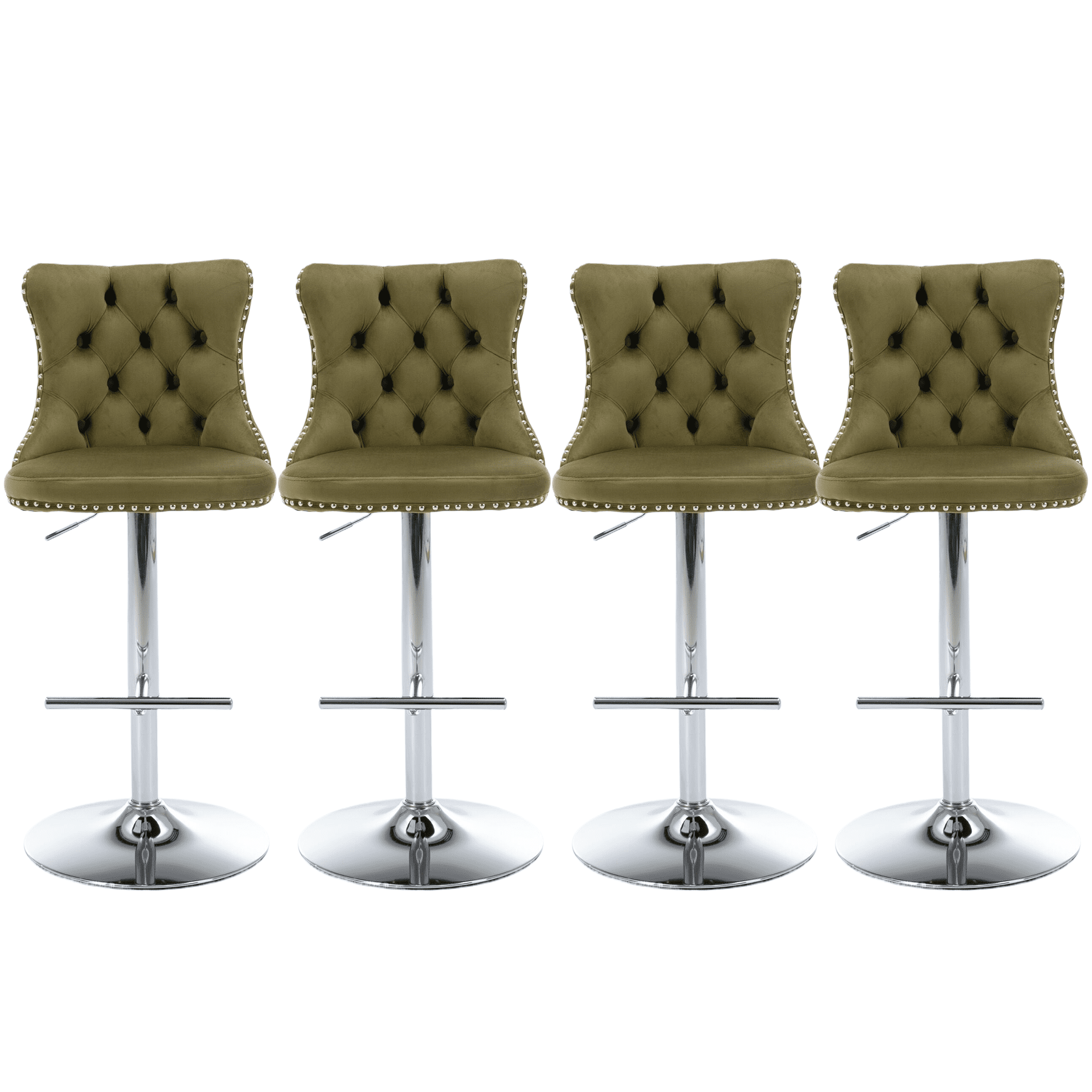 Velvet Comfortable Tufted Swivel Bar Stools Adjustable Counter Height ...