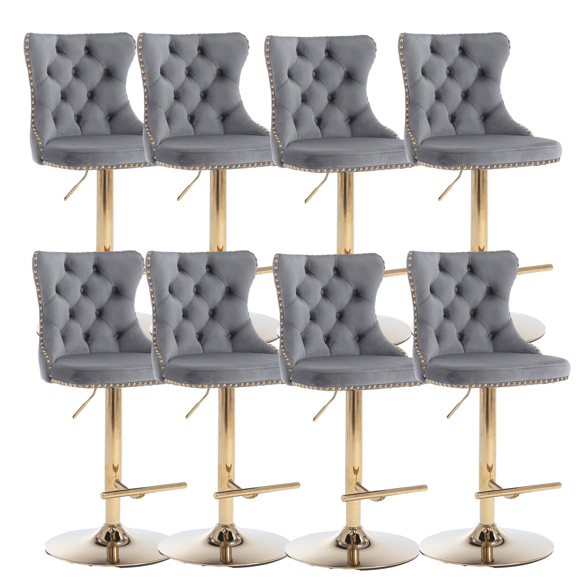 Velvet Comfortable Tufted Swivel Bar Stools Adjustable Counter Height ...
