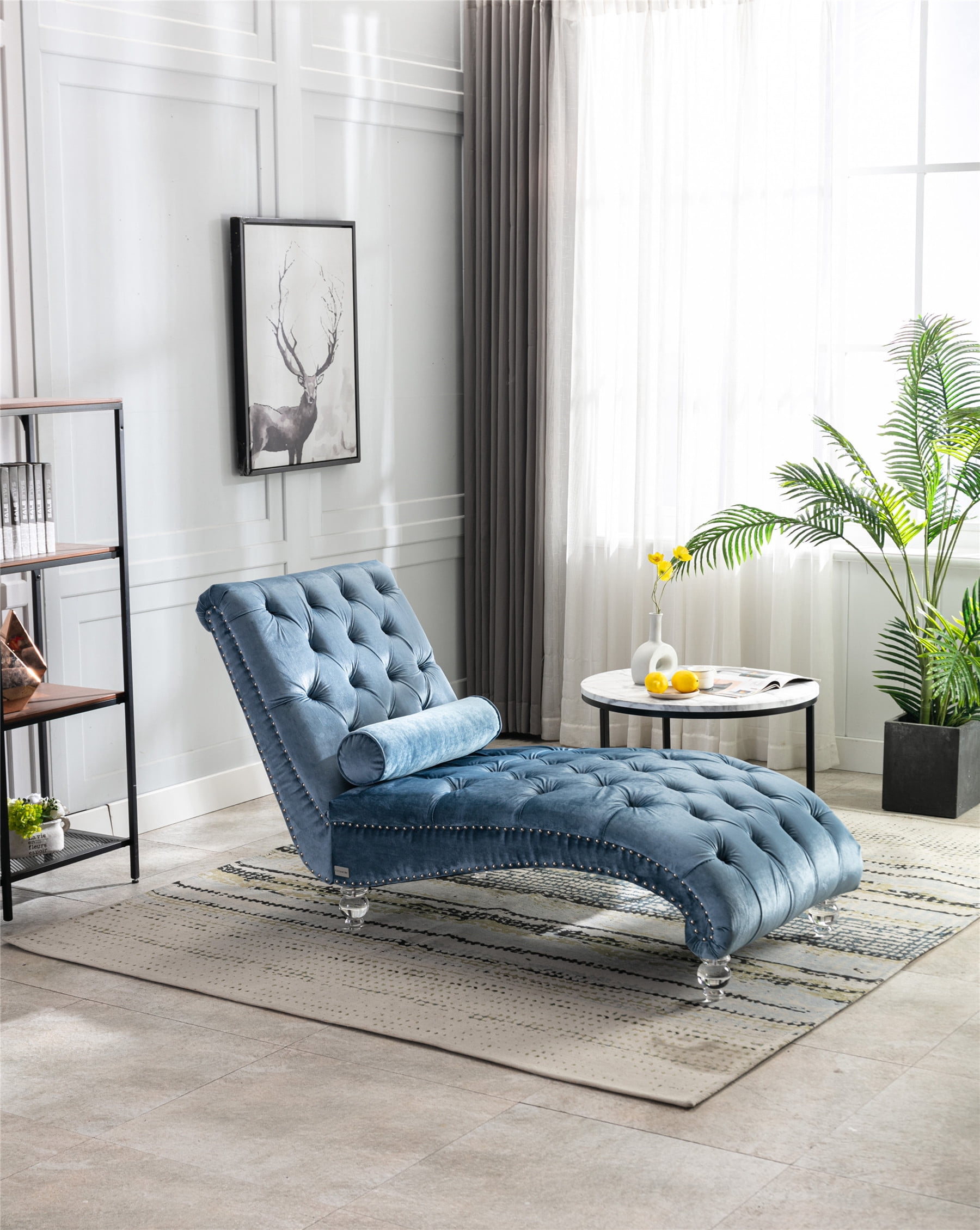 Velvet Concubine Sofa, Modern Long Lounger Leisure Concubine Sofa with ...