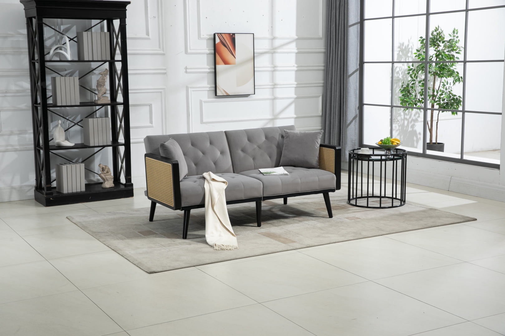 Velvet Convertible Loveseat Sofa Bed, 61 Inch Width Modern Folding ...
