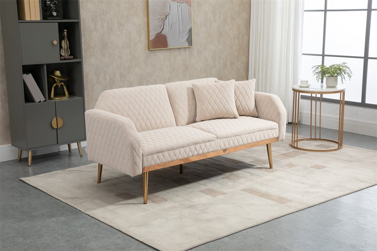 Velvet Convertible Sleeper Bed, Accent Sofa, Loveseat Sofa with Rose ...