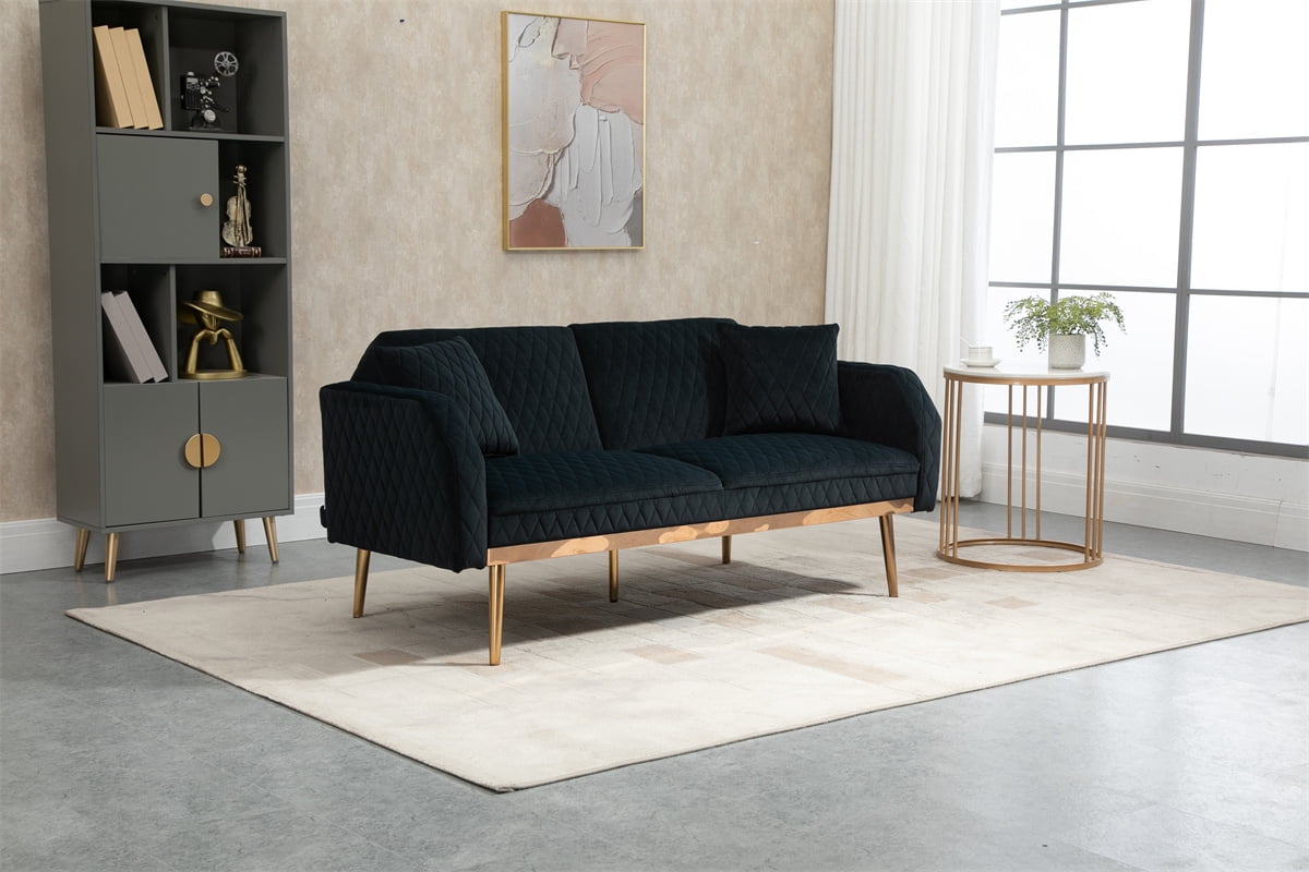 Velvet Convertible Sleeper Bed, Accent Sofa, Loveseat Sofa with Rose ...