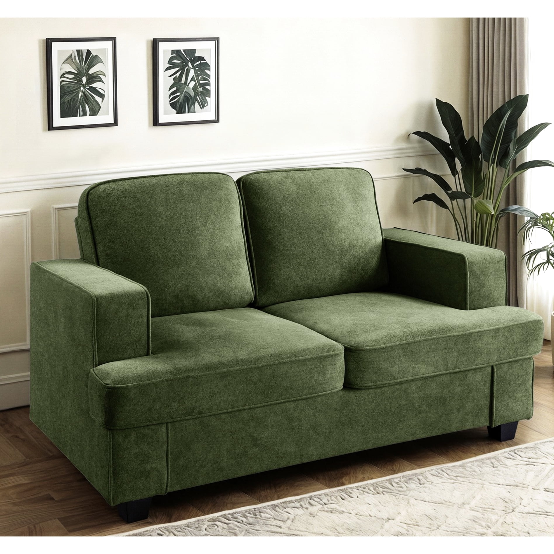 Velvet Couch For Home - 2 Seater With Deep Seating, High Foam, Wide ...
