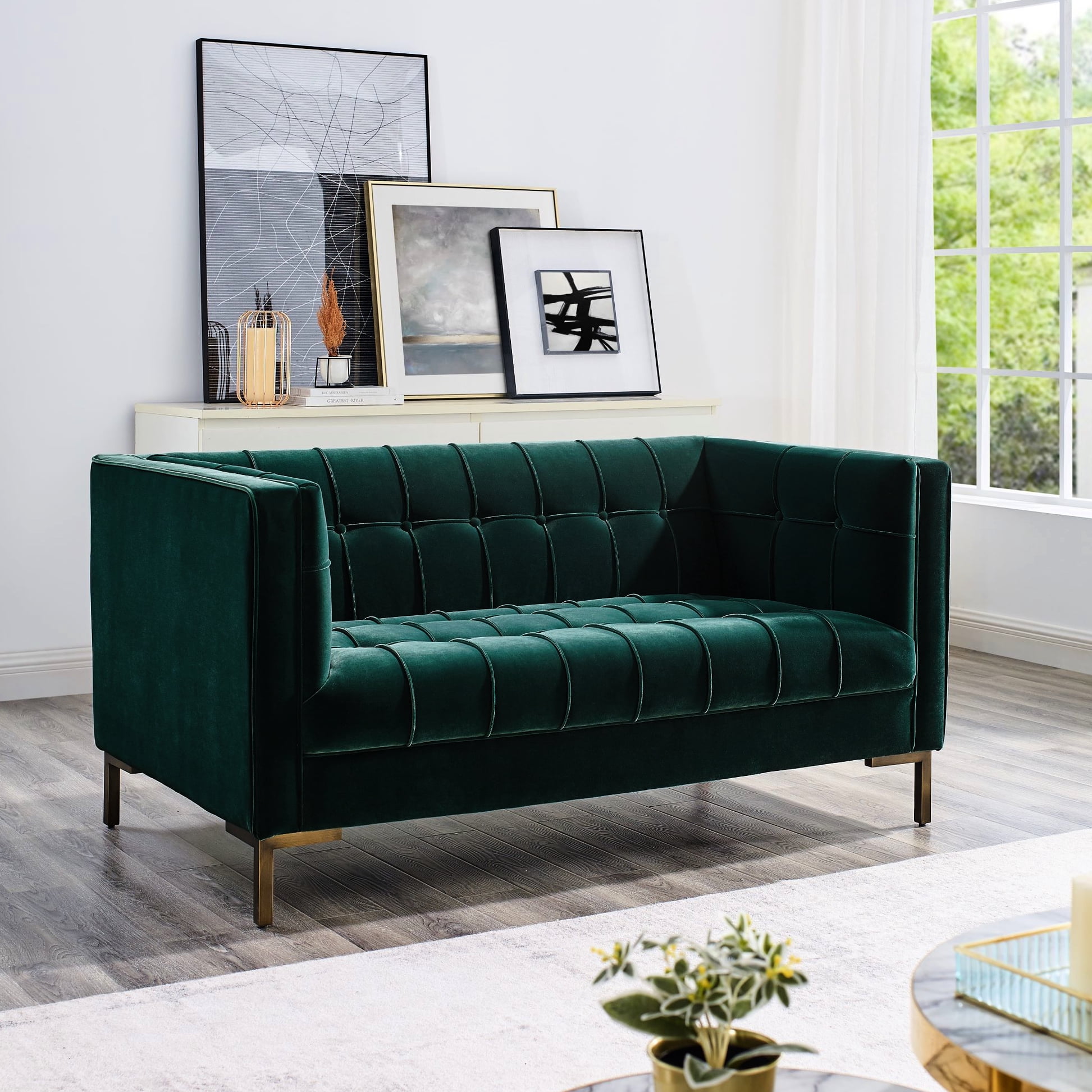 Velvet Couch - Kiln-dried Wood Structure, Cushioning, Attractive ...