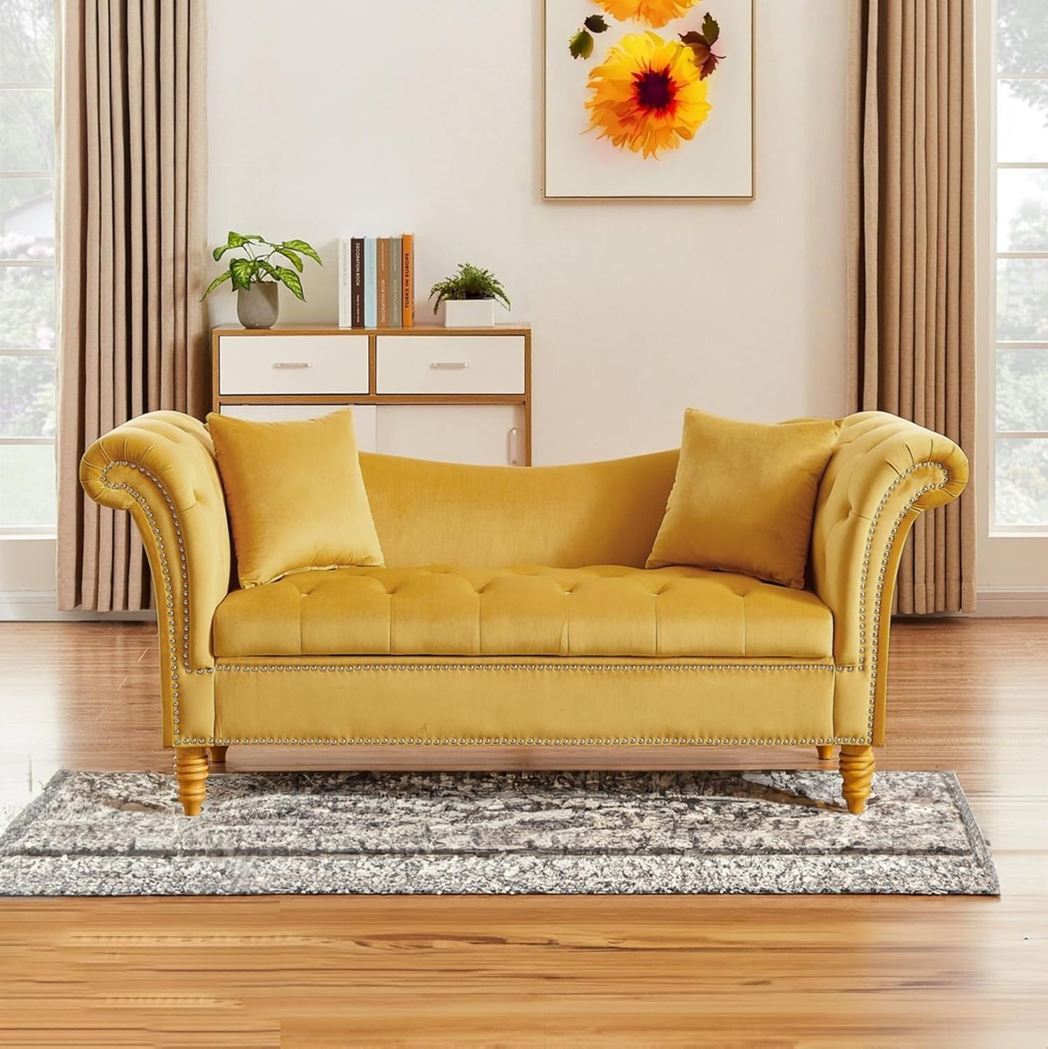 Velvet Couch Ottoman Sofa 71 Inch Rolled Arm Storage Bed Bench Sette ...